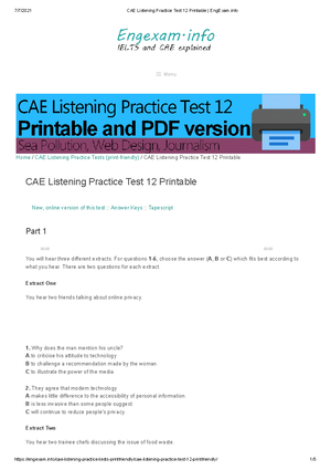 CAE Listening Practice Test 11 Printable Eng Exam.info.pdf- part 2 - 7 ...