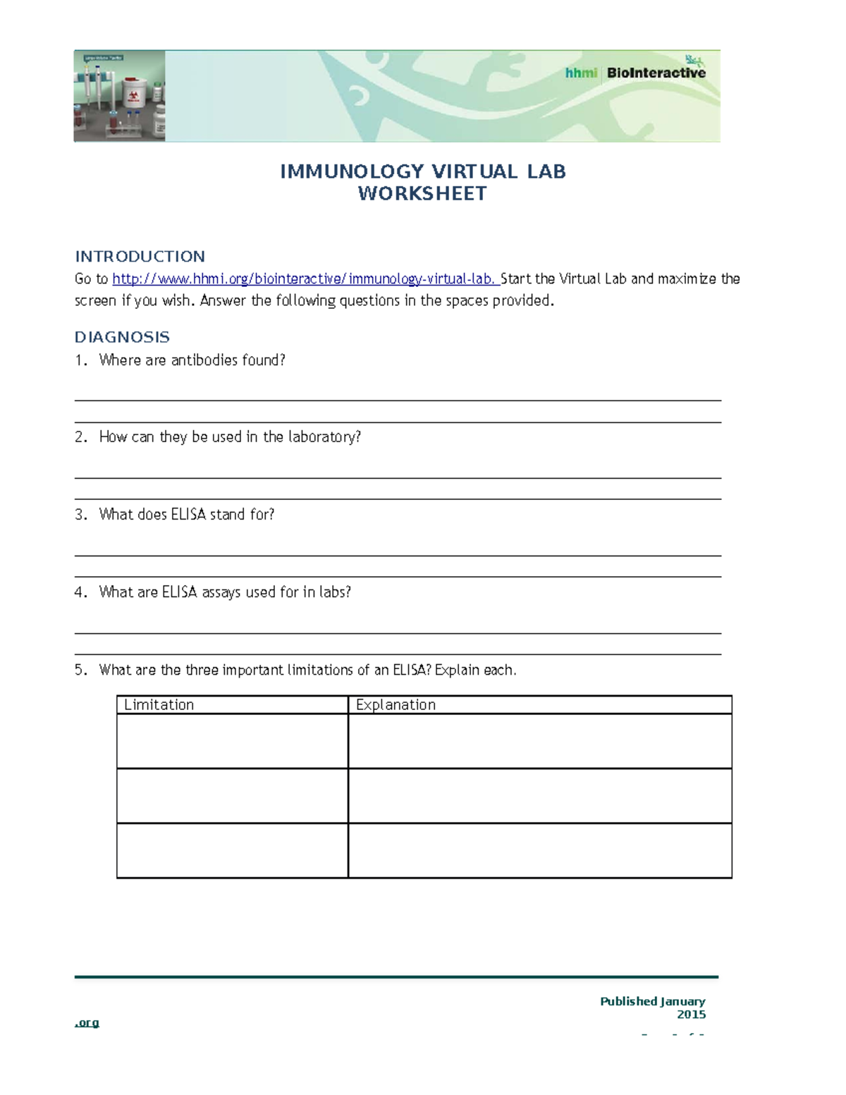 Journal Questions - VL 3 Immunology Lab - Virtual Lab The Immunology ...