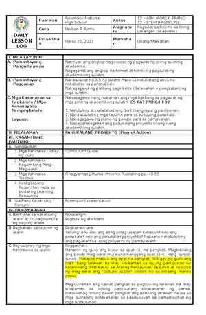 Aralin 1 - Kilalanin ang Sarili - l Pamantayang Pangnilalaman ...