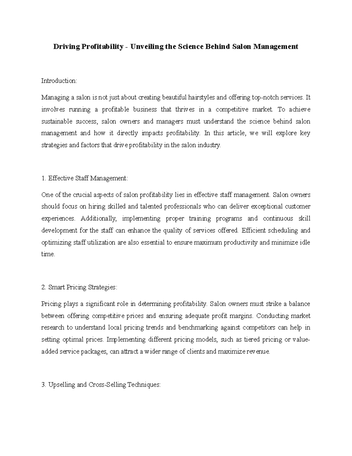 Driving Profitability - It involves running a profitable business that ...