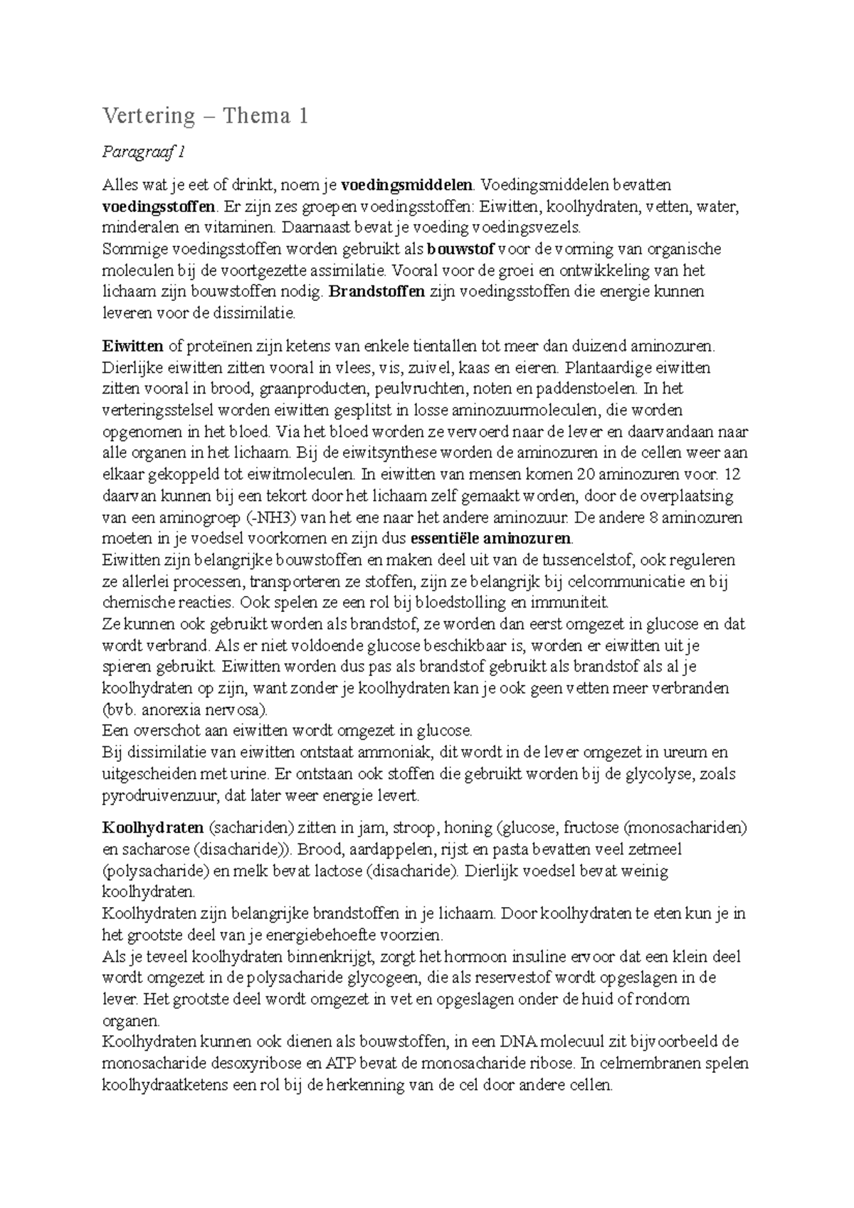 H1 - vwo6 (vertering) - Vertering – Thema 1 Paragraaf 1 Alles wat je ...