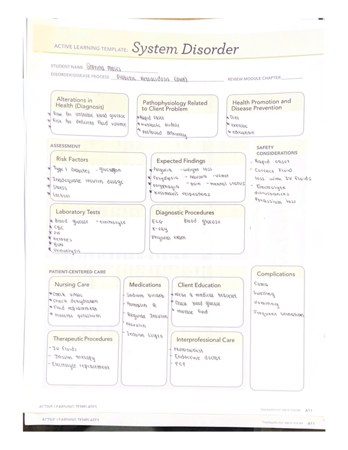 Active Learning Template System Disorder - NURS 480 - Studocu