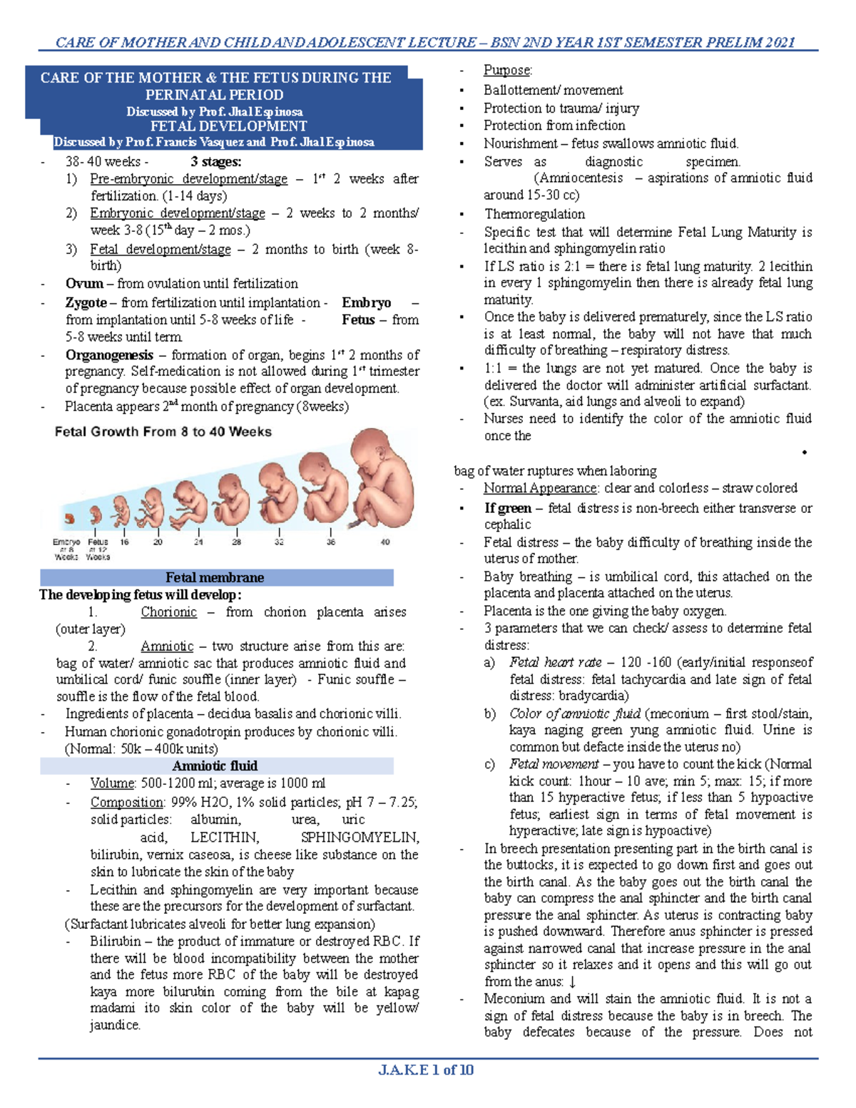 217 ( Fetal Development) - FETAL DEVELOPMENT Discussed by Prof. Francis ...