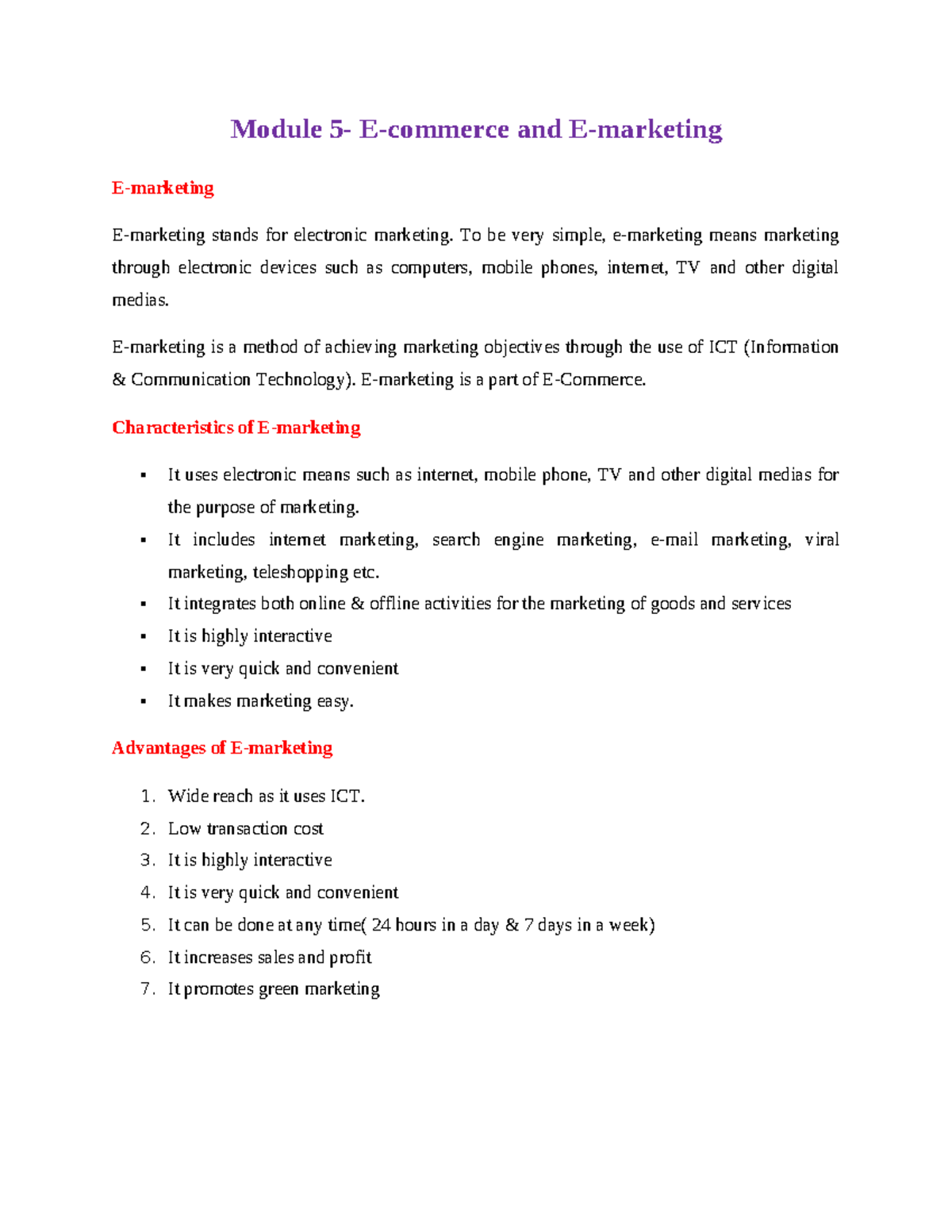 Module 5 E-commerce E-marketing - Module 5- E-commerce and E-marketing ...