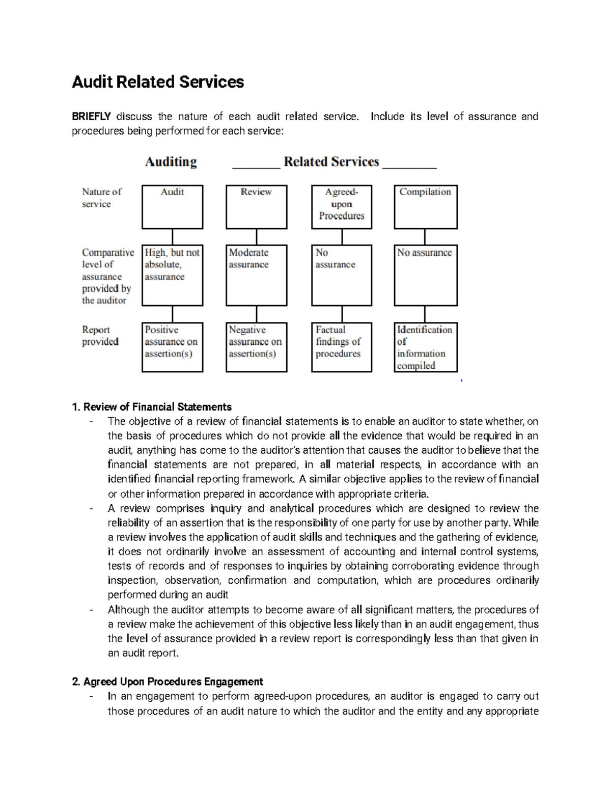 Audit Related Services - Audit Related Services BRIEFLY discuss the ...