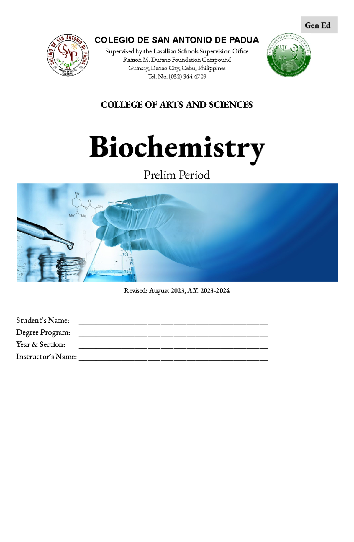 CSAP Biochemistry Module 1 1 - COLEGIO DE SAN ANTONIO DE PADUA ...