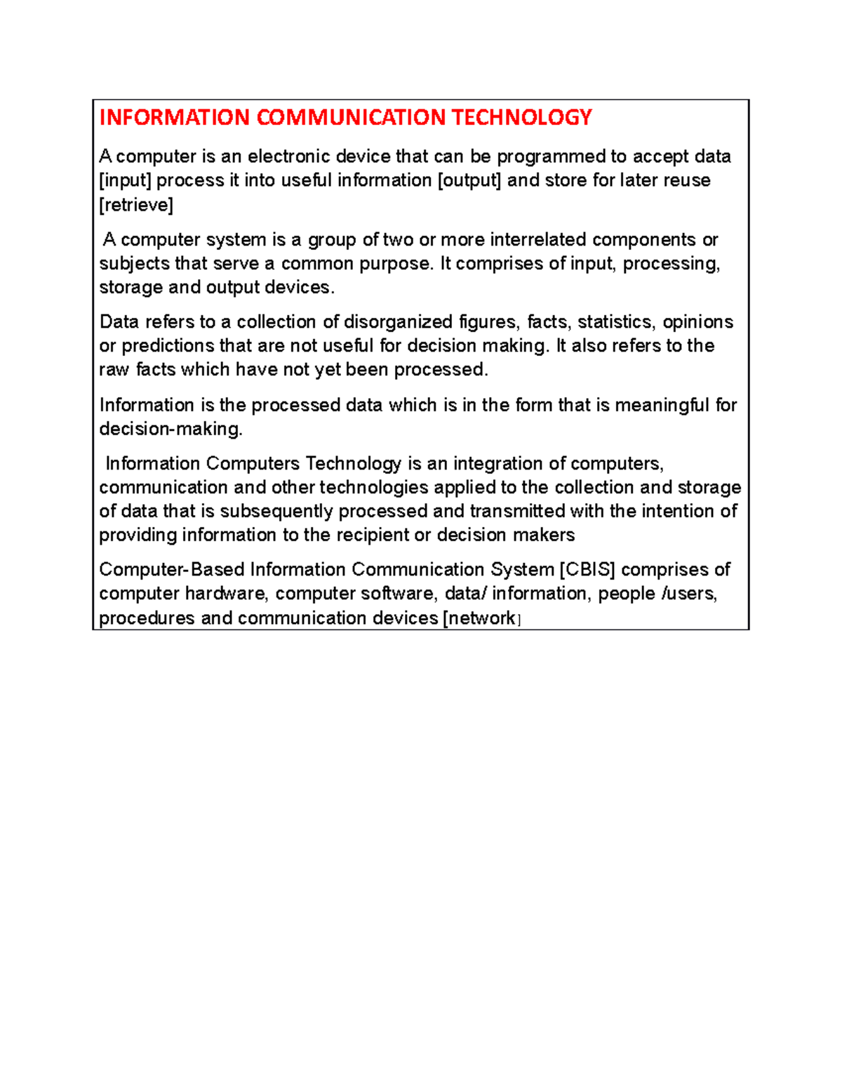 Information Communication Technology - INFORMATION COMMUNICATION ...