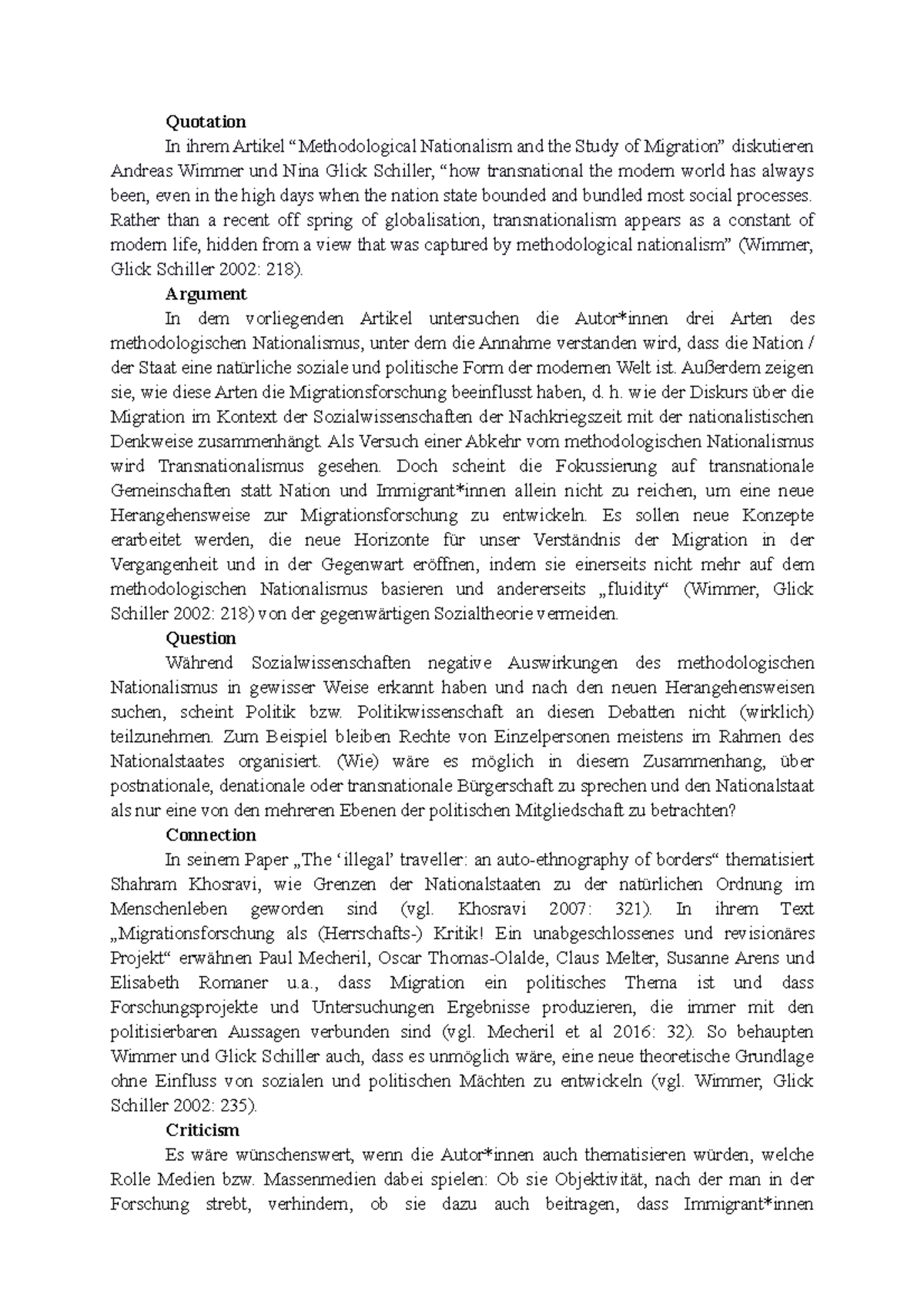 Wimmer, Andreas; Glick Schiller, Nina (2002): Methodological ...