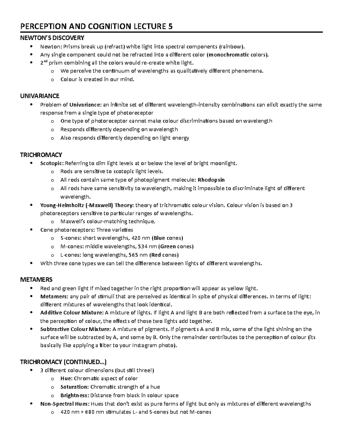 Perception And Cognition Lecture Notes 5 8 Perception And Cognition Lecture 5 Newtons