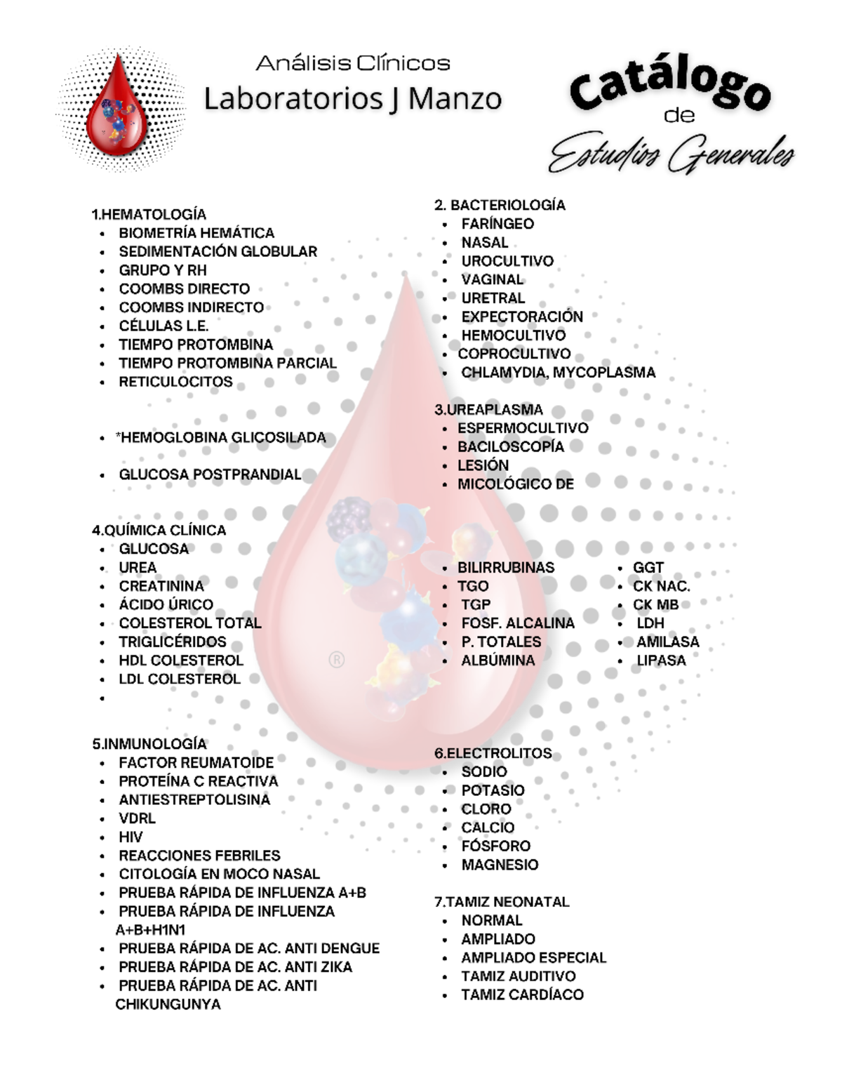 Catálogo Estudios Generales Lab JManzo - Análisis Clínicos Laboratorios J Manzo Catálogo de ...