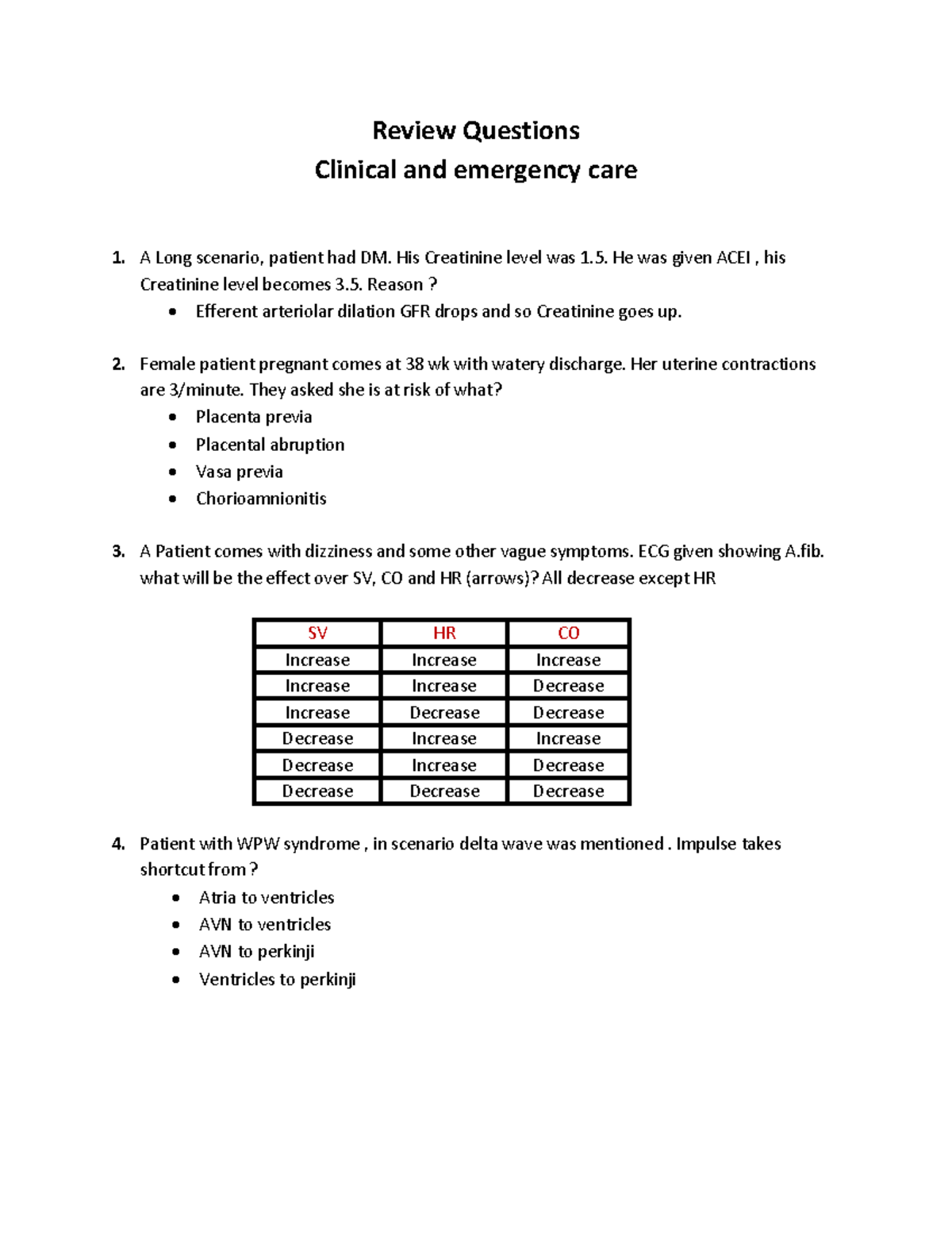 Clinical and emergency care - Review Questions Clinical and emergency ...