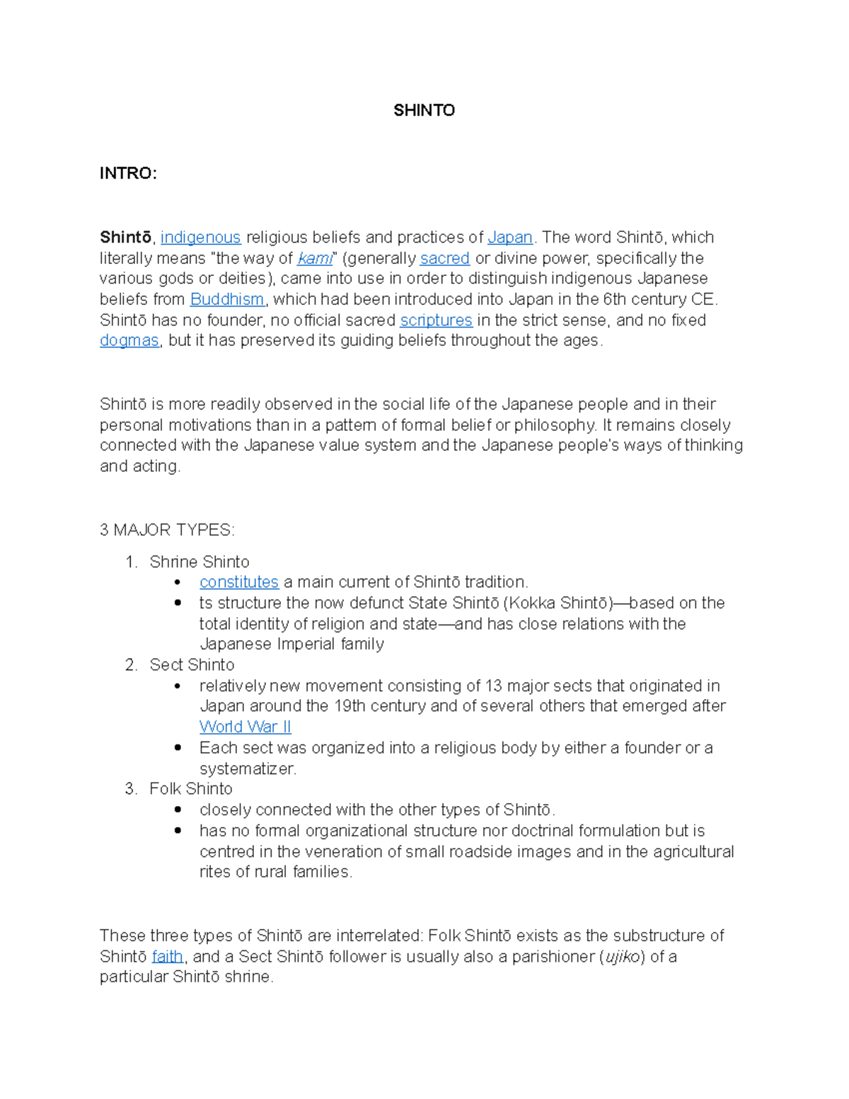 Oriental Philo - Shintoism RAW - SHINTO INTRO: Shintō , indigenous ...