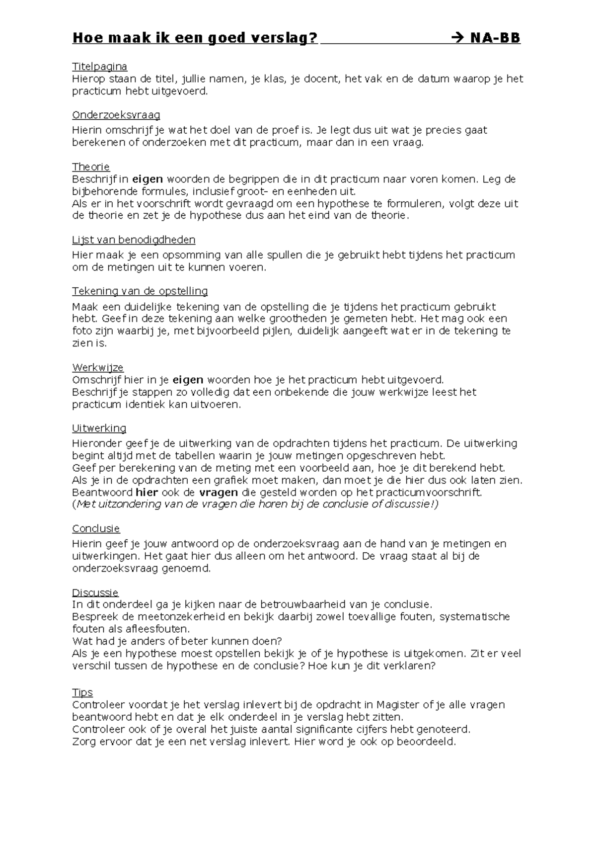 Hoe maak ik een goed verslag 2019 2020 bovenbouw - Hoe maak ik een goed ...