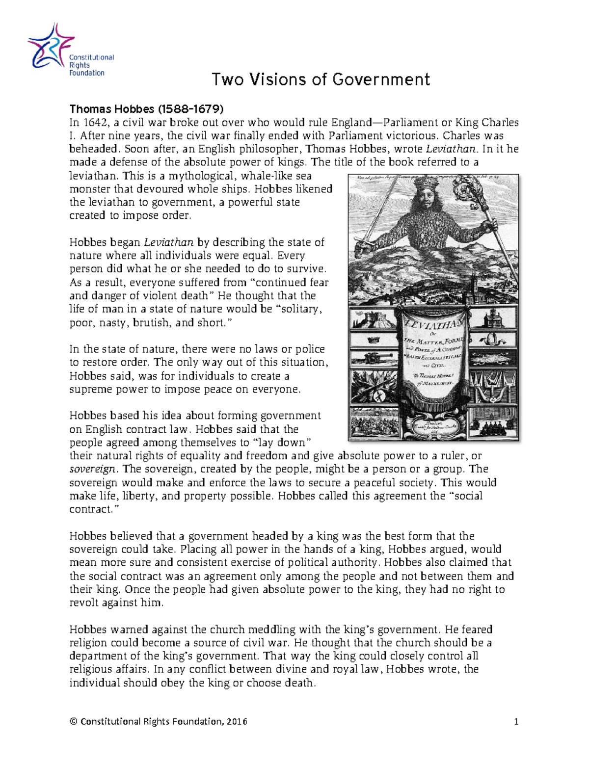 Hobbesor Locke.pdf English civil war - © Constitutional Rights ...