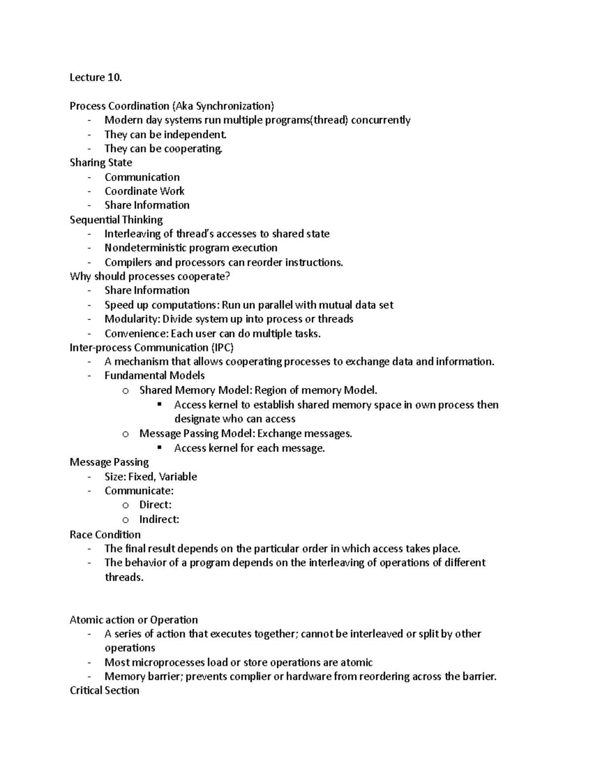 Information technology 342 Lecture 10 notes - Lecture 10. Process ...