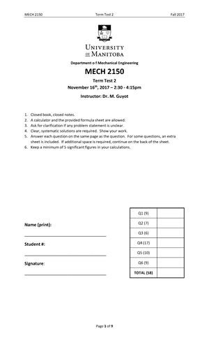Tutorial Assignment 3 - MECH 2150 Mechanical Engineering Modelling and Numerical Methods - Studocu