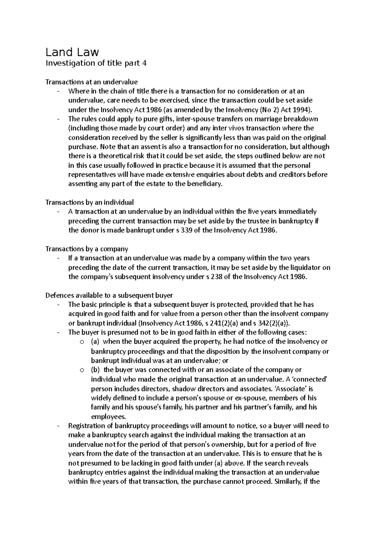 Investigation of title part 4 - Land Law Investigation of title part 4 ...