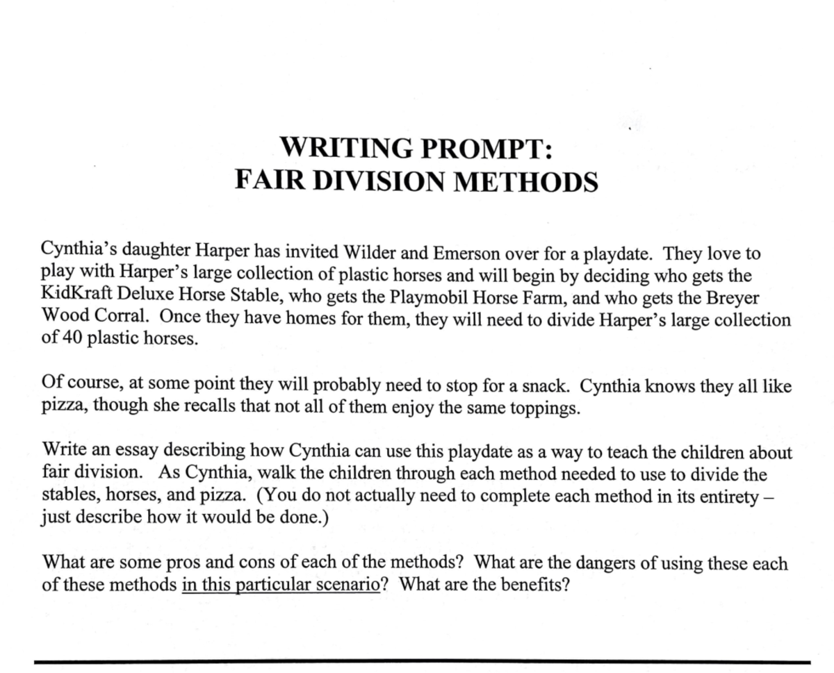 Writing Prompt 4 - lecture notes - WRITING PROMPT: FAIR DIVISION ...