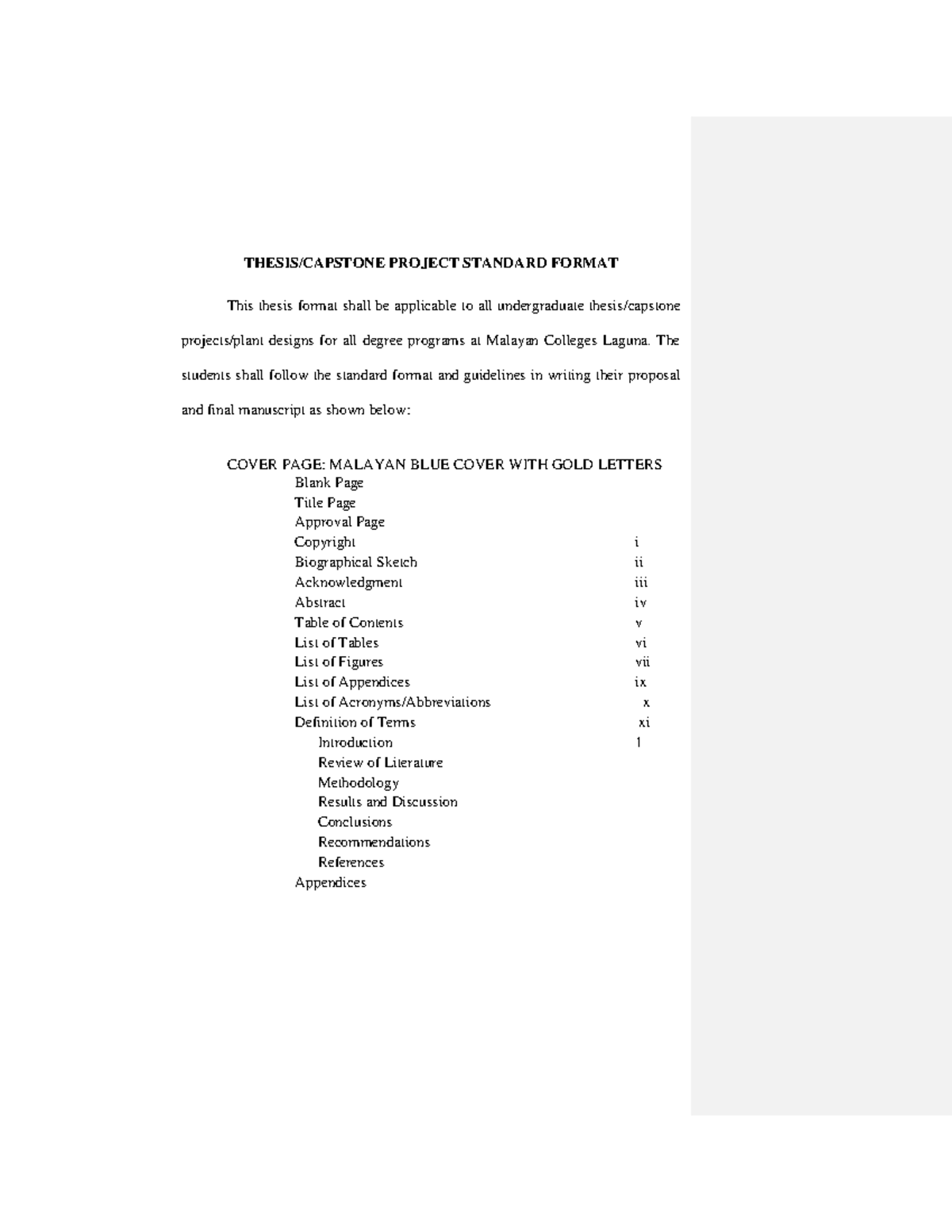 MCL-manuscript-guidelines Final - THESIS/CAPSTONE PROJECT STANDARD ...