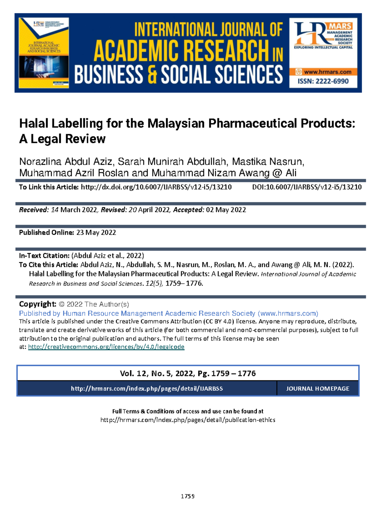 Halal labelling for the malaysian pharmaceutical products a legal ...
