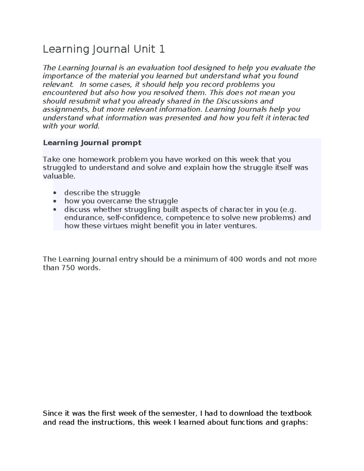 MATH 1211 - Learning Journal Unit 1 - Learning Journal Unit 1 The ...