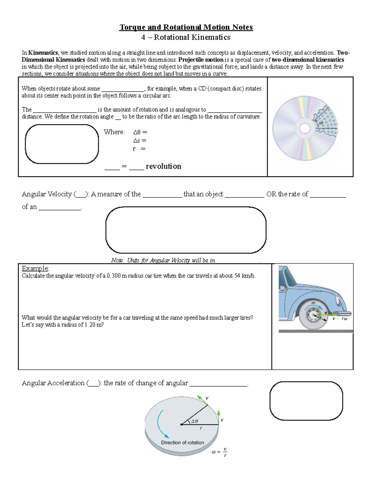 Notes-unit-6b - rotational motion - Torque and Rotational Motion Notes ...