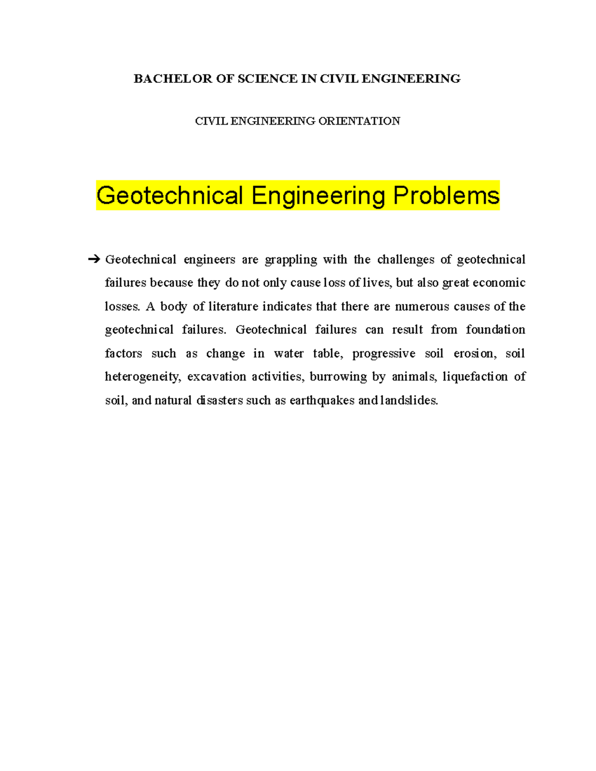 Geotechnical Engineering - BACHELOR OF SCIENCE IN CIVIL ENGINEERING ...