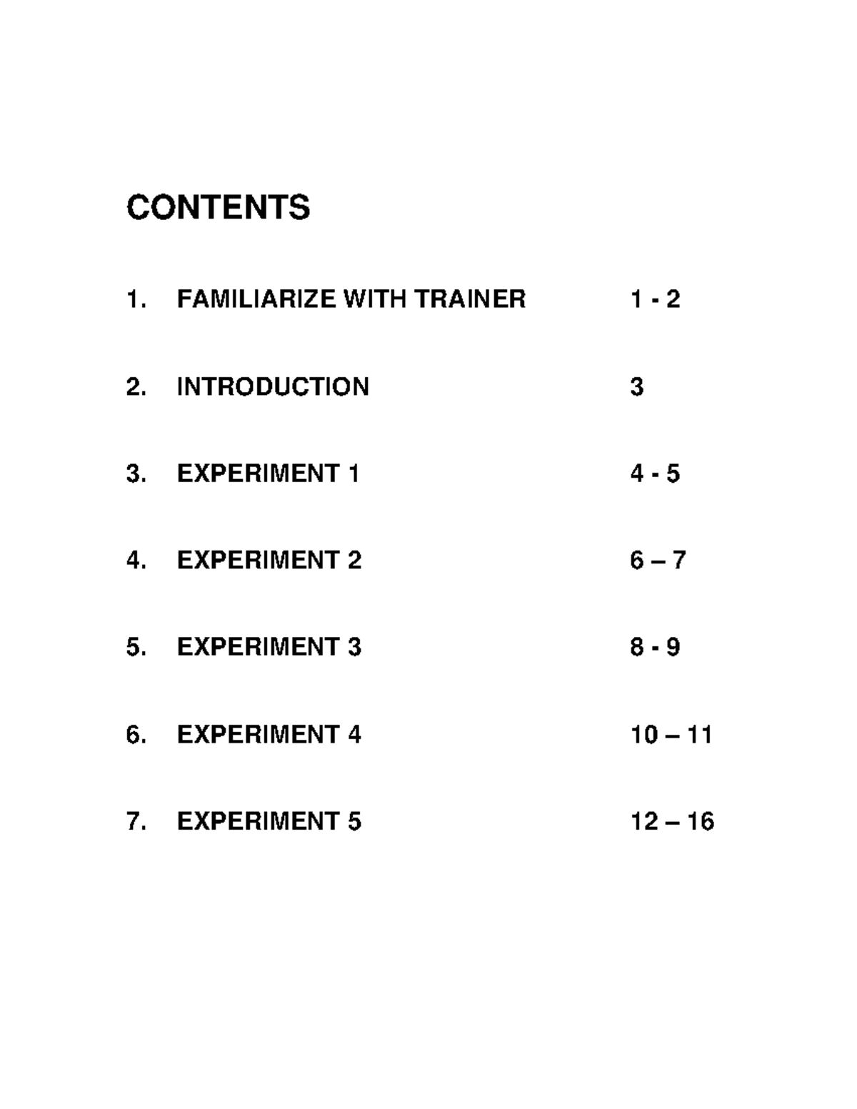 Liquid Mixing Apparatus Manual - CONTENTS 1. FAMILIARIZE WITH TRAINER 1 ...