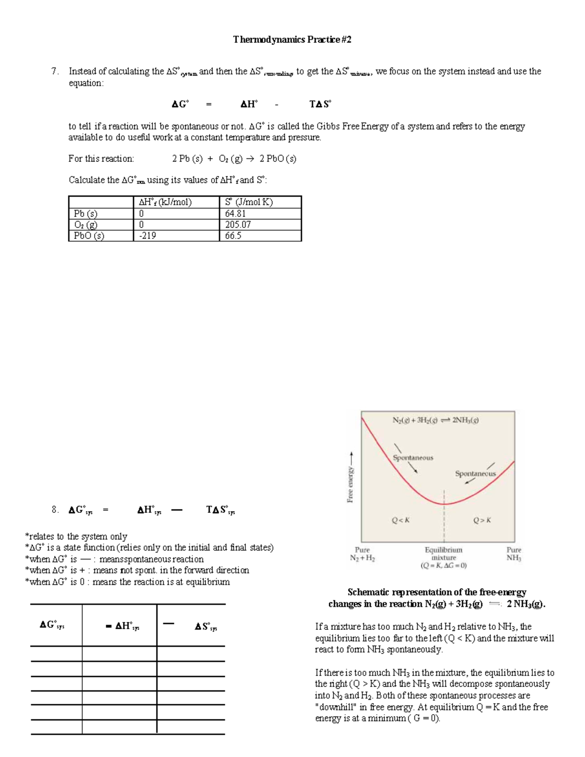thermodynamics practice 2 blank - Thermodynamics Practice # Instead of ...