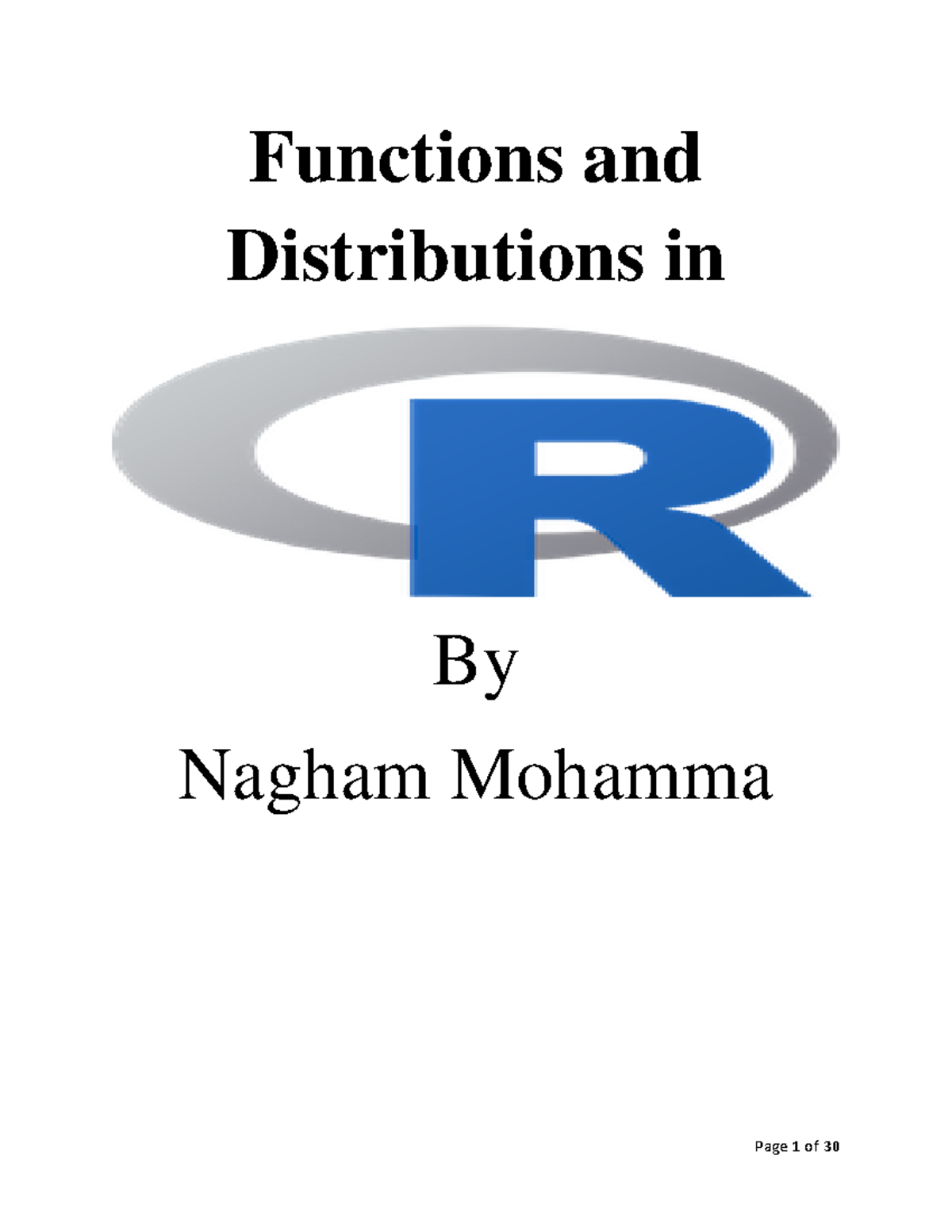 Functions and Distributions in R - Functions and Distributions in By ...