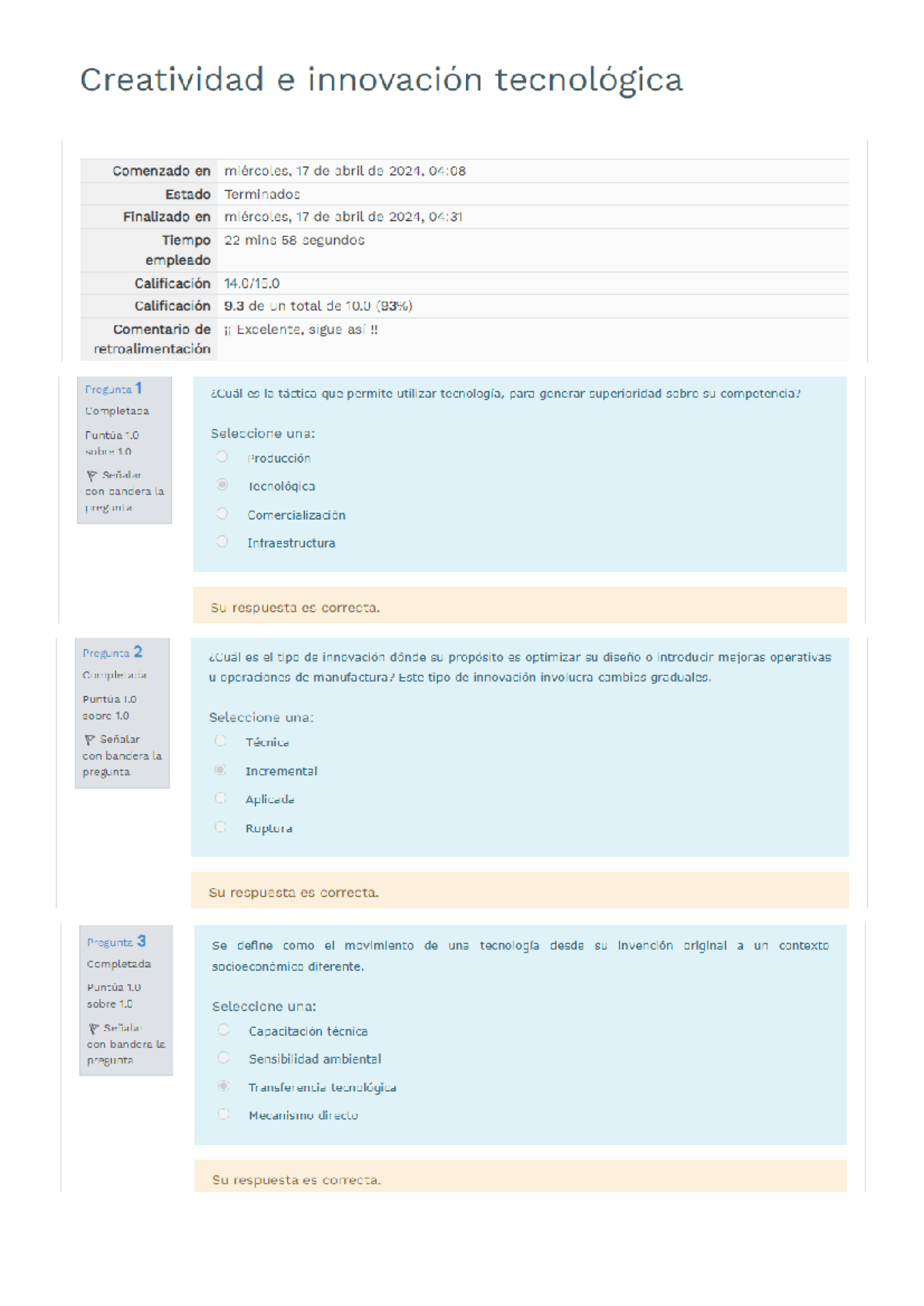 Examen semana 6 Creatividad e Innovacion Tecnologica - Studocu