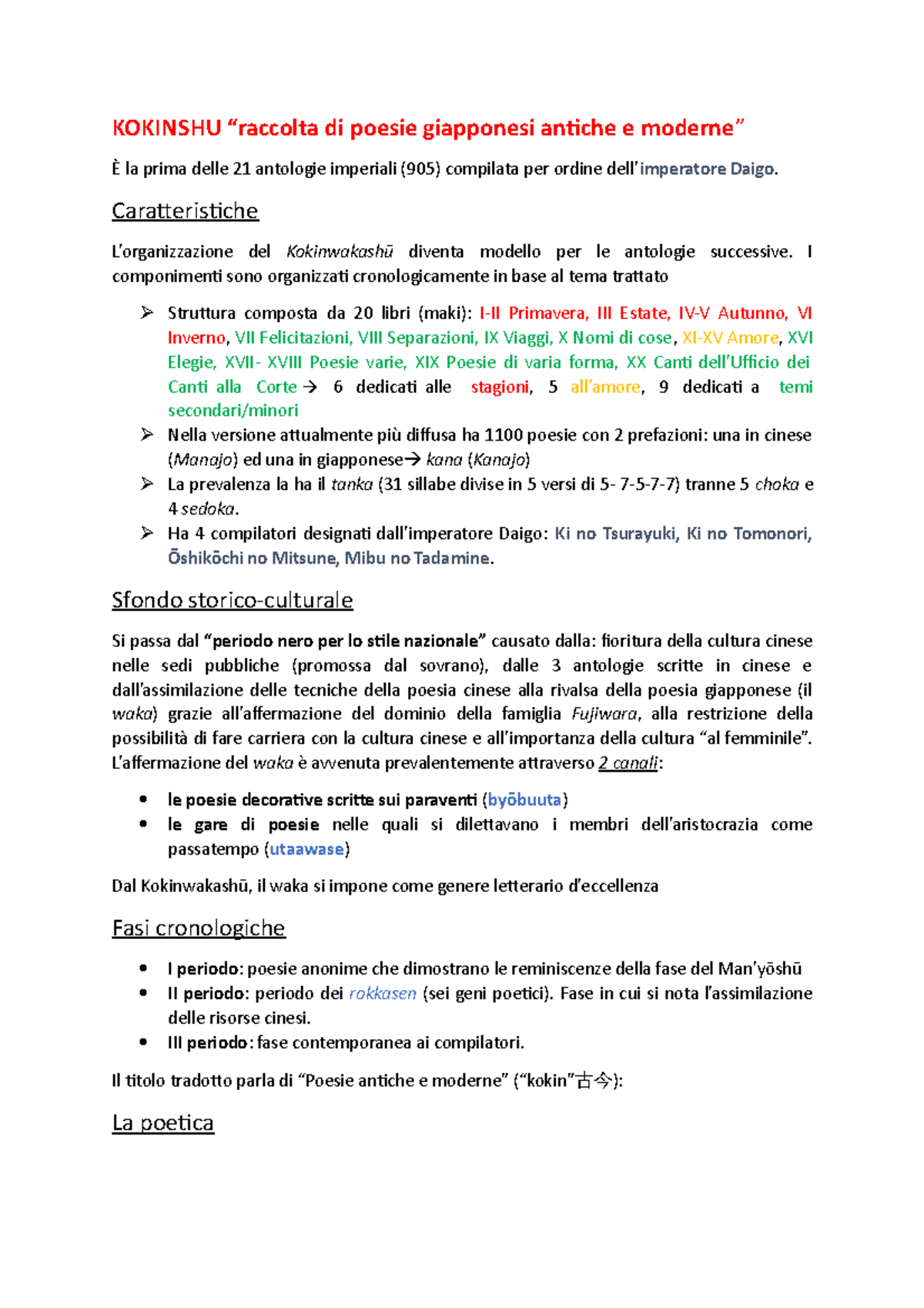 Kokinshu - Appunti relativi alla poesia del periodo Heian - KOKINSHU ...