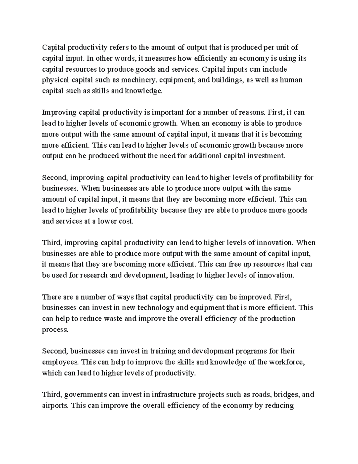 AP Macroeconomics Notes capital productivity - Capital productivity ...