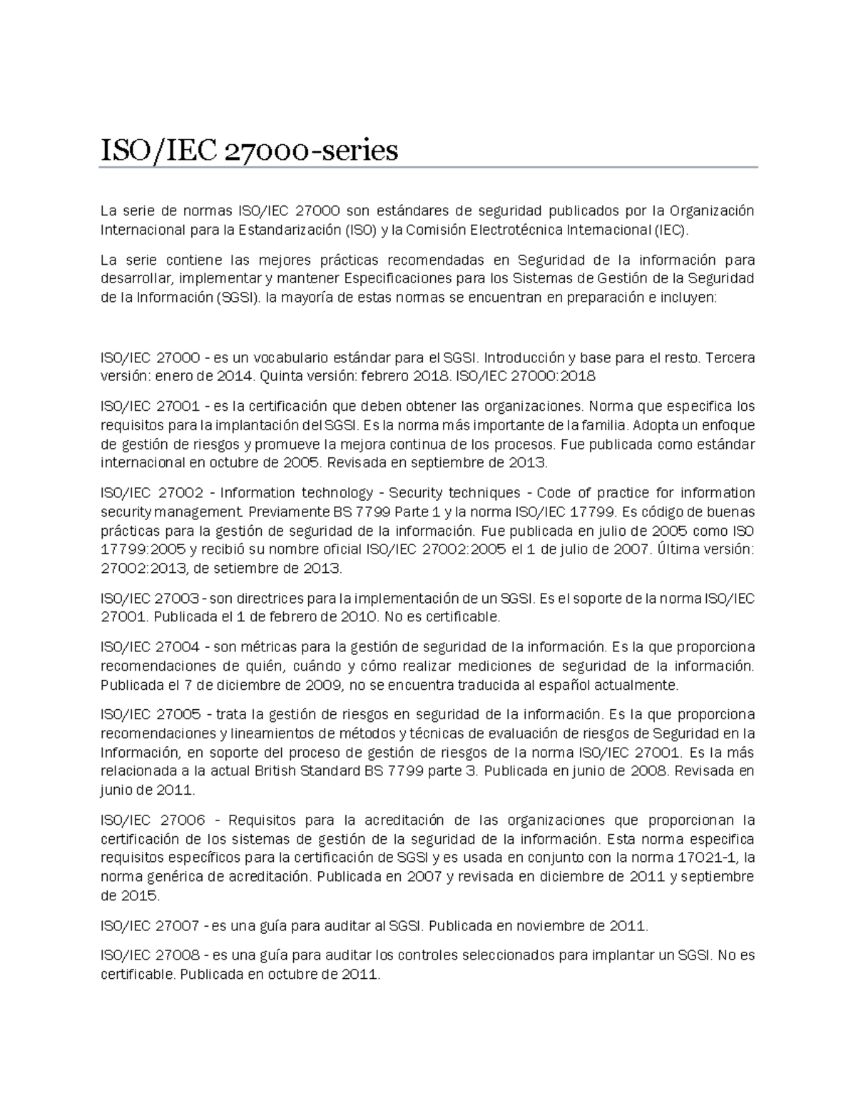 23+Terminos+y+Definiciones+de+La+ISO+27000 - ISO/IEC 27000-series La serie de normas ISO/IEC ...