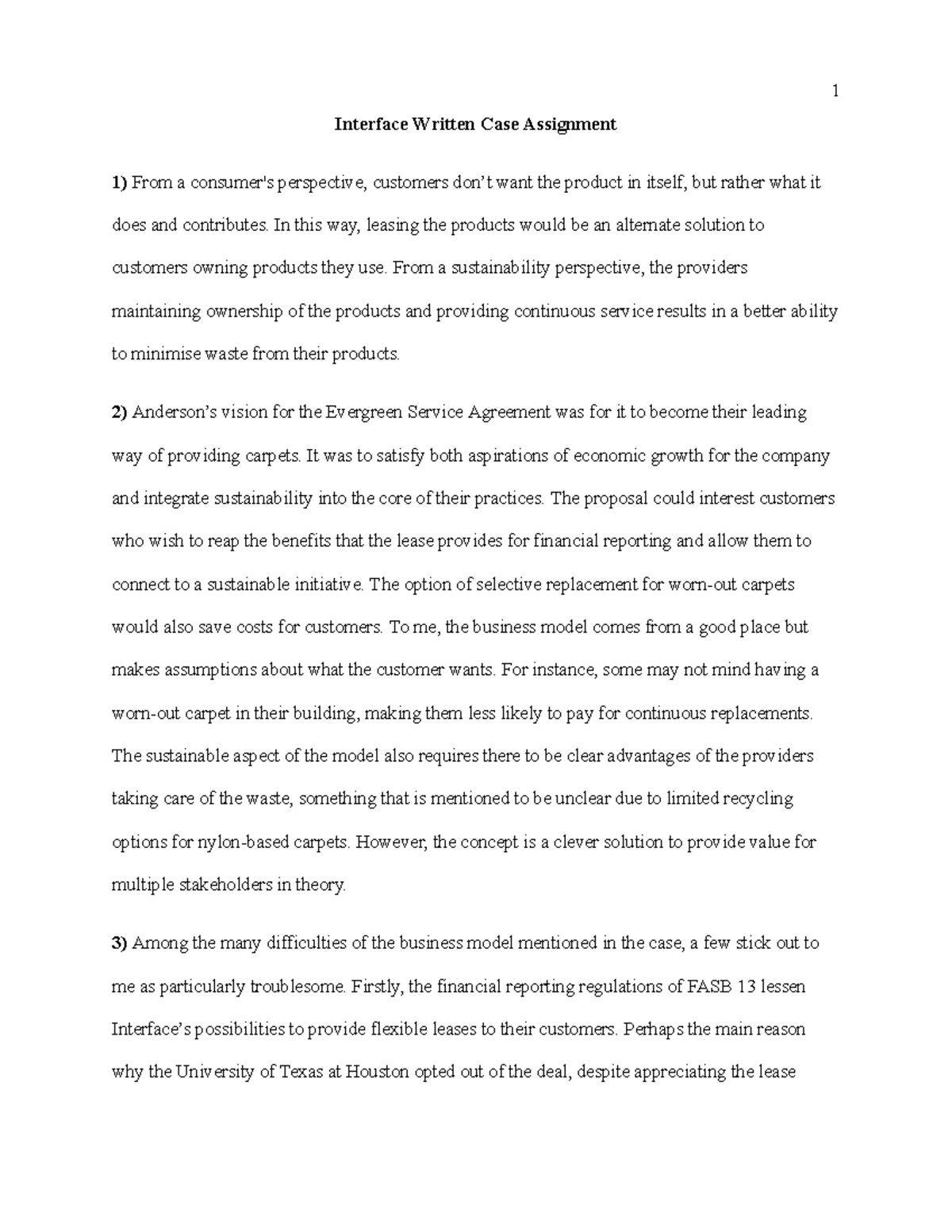 Interface's Evergreen Case - Interface Written Case Assignment From a ...