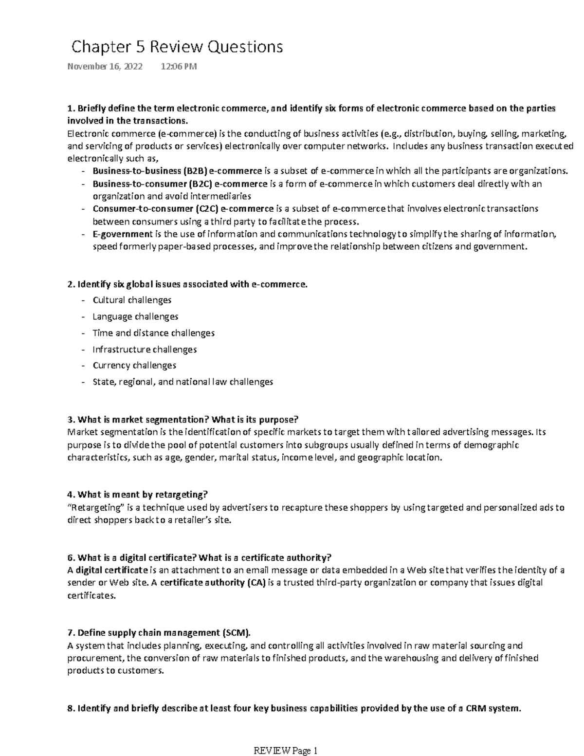 ITEC 1010 Chapter 5 Review Questions - Briefly define the term ...