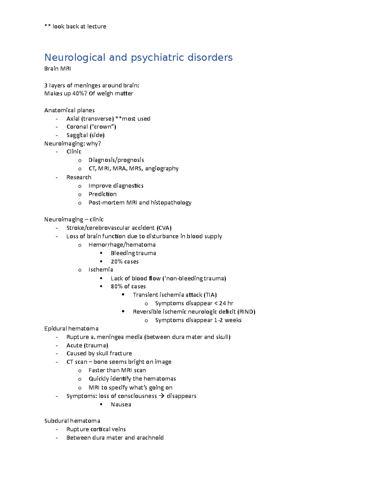 Brain MRI lecture NPD - Neurological and psychiatric disorders Brain ...