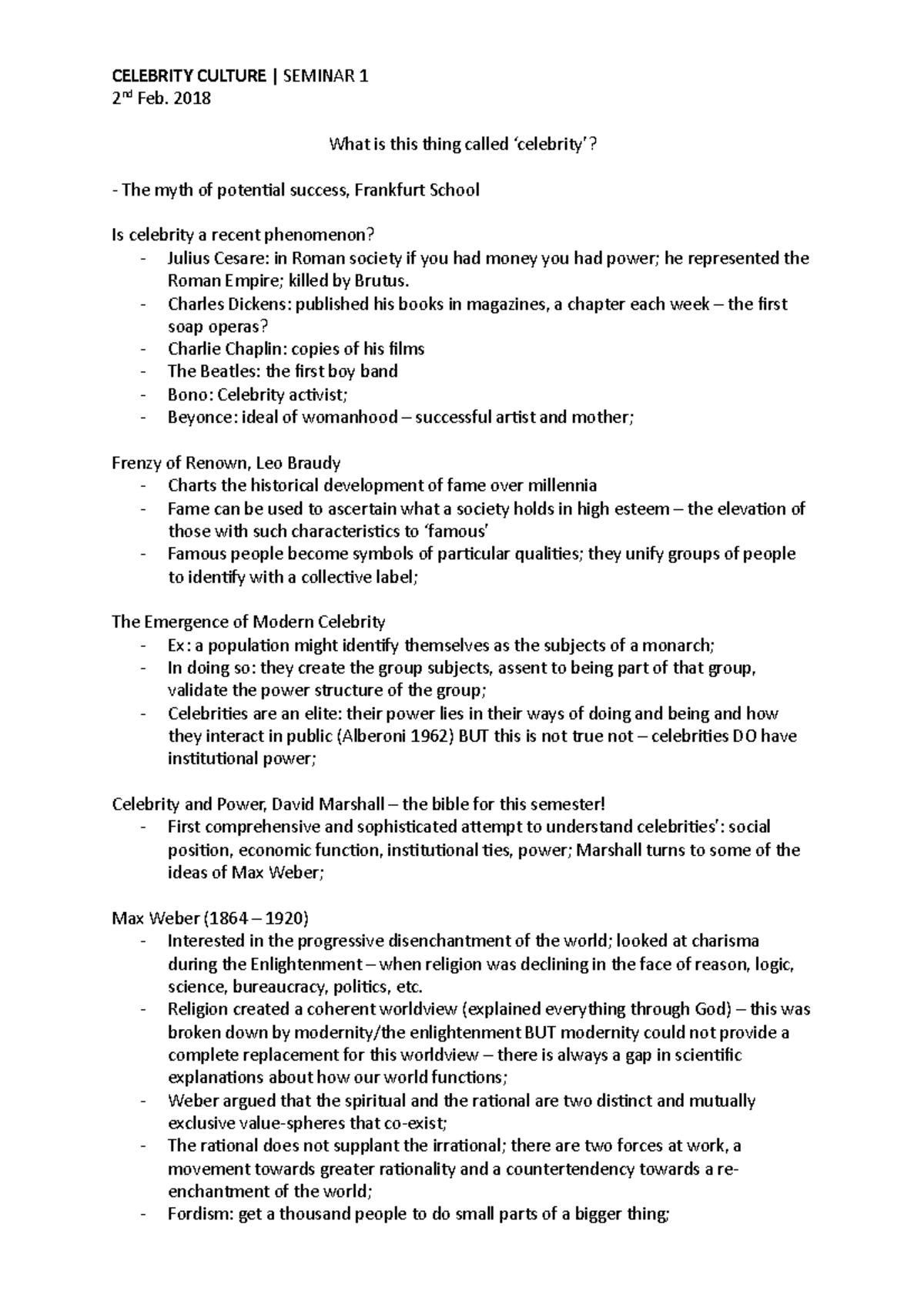 Celeb Cult seminar 1 - Lecture notes 1 - CELEBRITY CULTURE | SEMINAR 1 ...