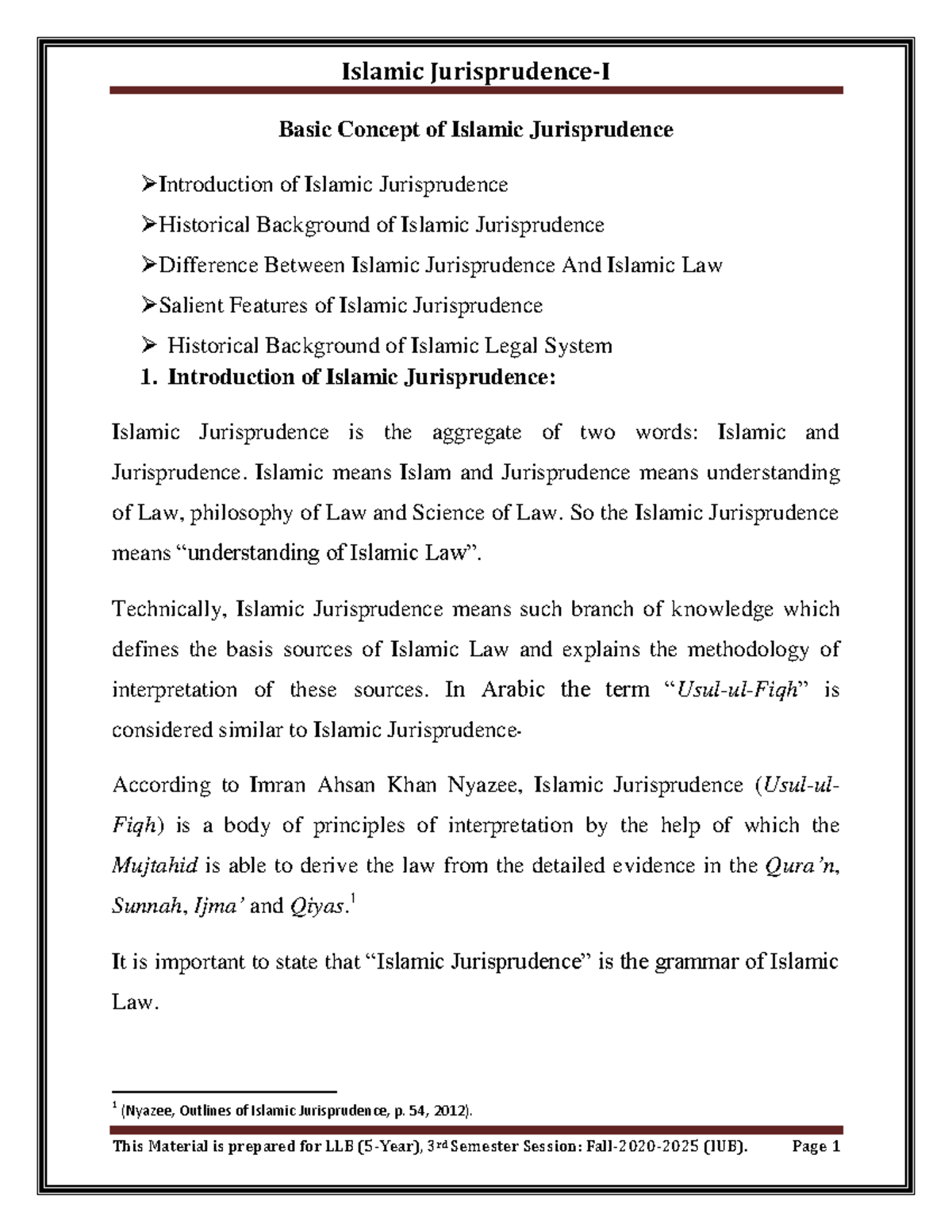 1. Basic Concept of Islamic Jurisprudence - Introduction of Islamic ...