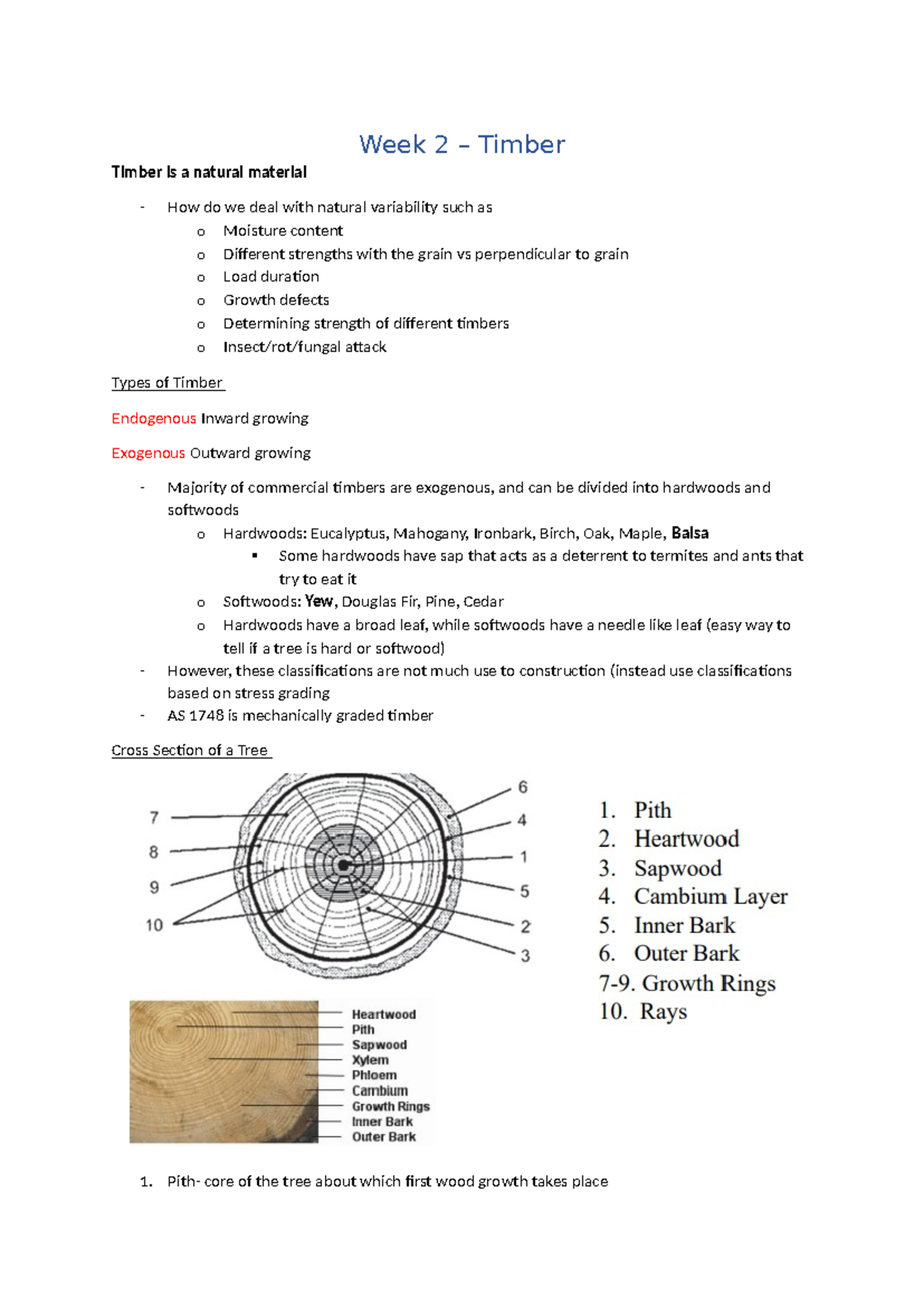 Wk 2 - Timber - Material science weekly notes, week 2 - Week 2 – Timber ...