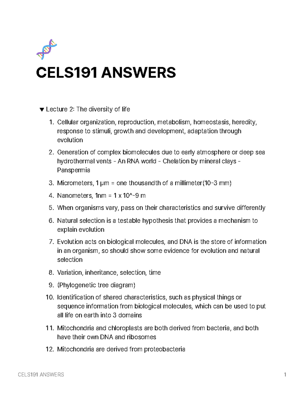 CELS191 Answers sdkjfhjksfsdkjfds kjdsbfds - 🧬 CELS191 ANSWERS Lecture ...