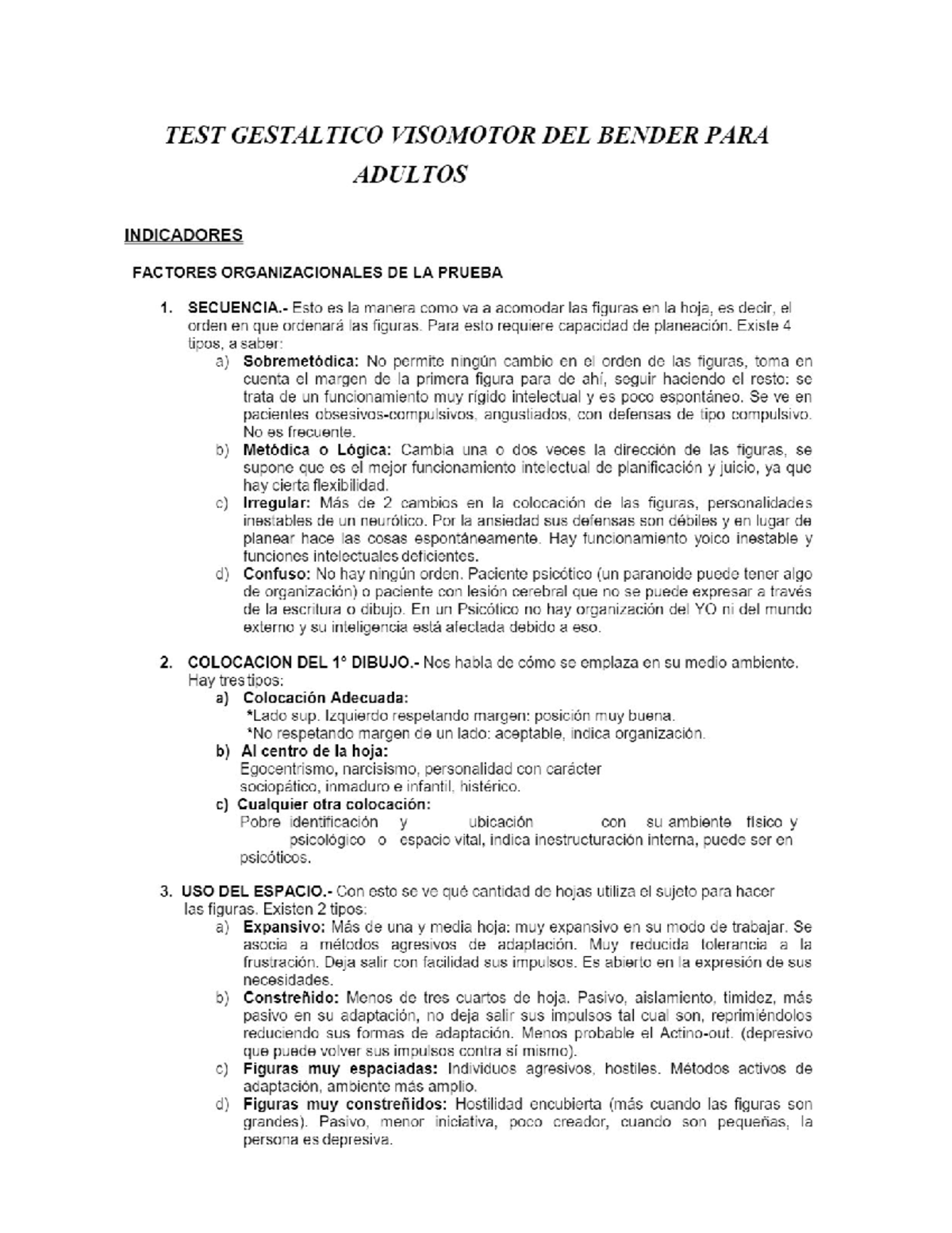 TEST Gestaltico Visomotor DEL Bender PARA Adultos - PDF Descargar libre ...