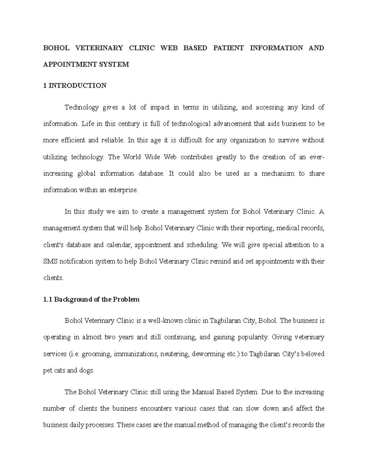 Bohol Veterinary Clinic WEB Based Patient Information AND Appointment ...