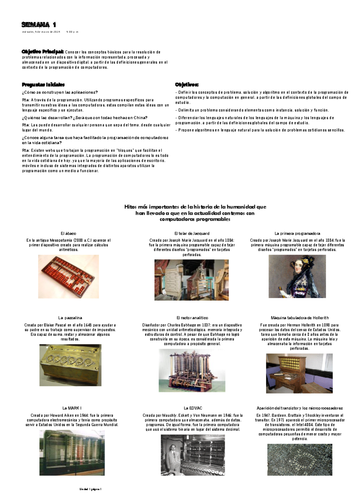 Escenario 1 - Programación de Computadores - Objetivo Principal: Conocer los conceptos básicos ...