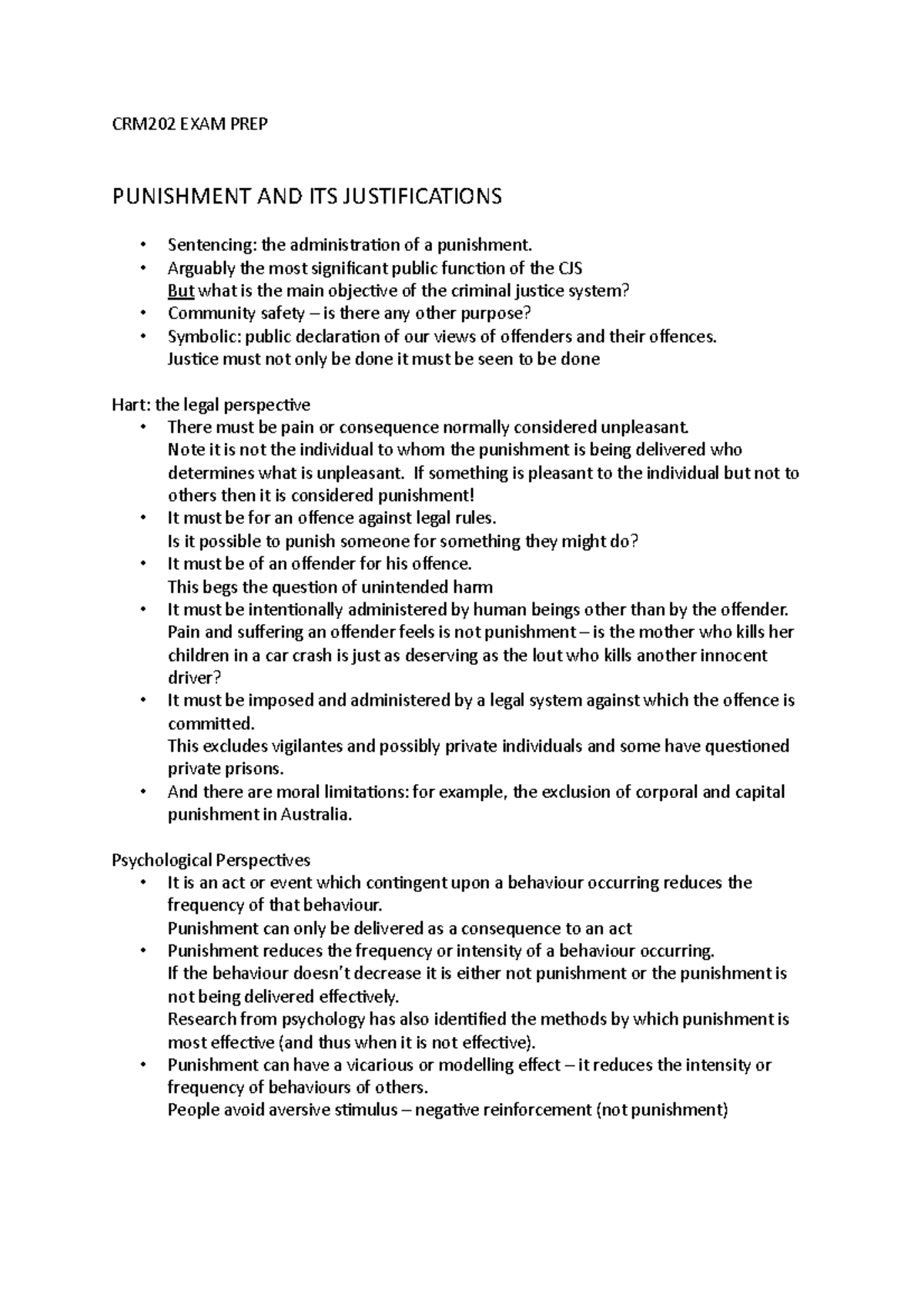 CRM202 EXAM PREP Lecture Material Weeks 1 14 CRM202 EXAM PREP