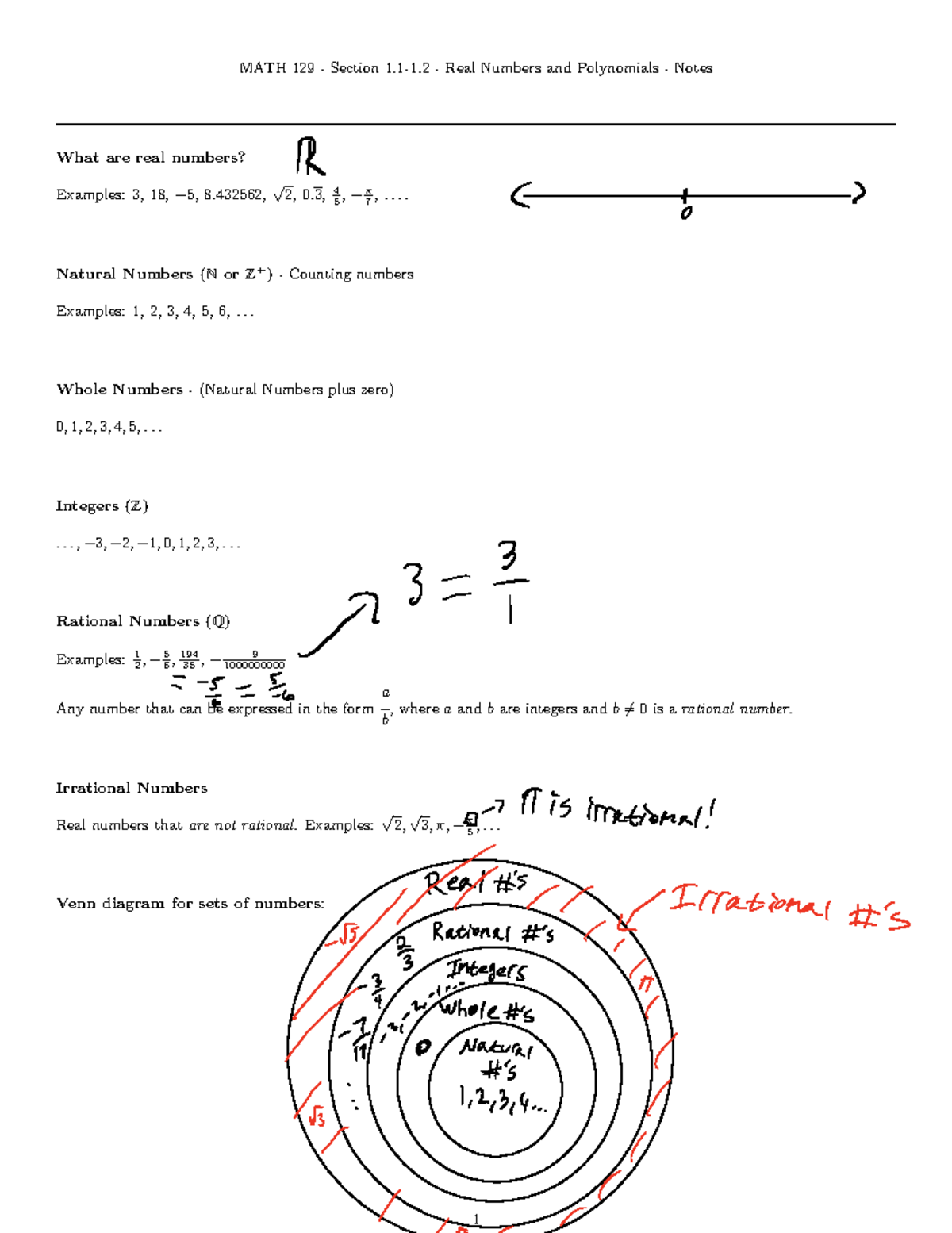 MATH129 Fall2022Sections 1 - MATH 129 - Section 1.1-1 - Real Numbers ...