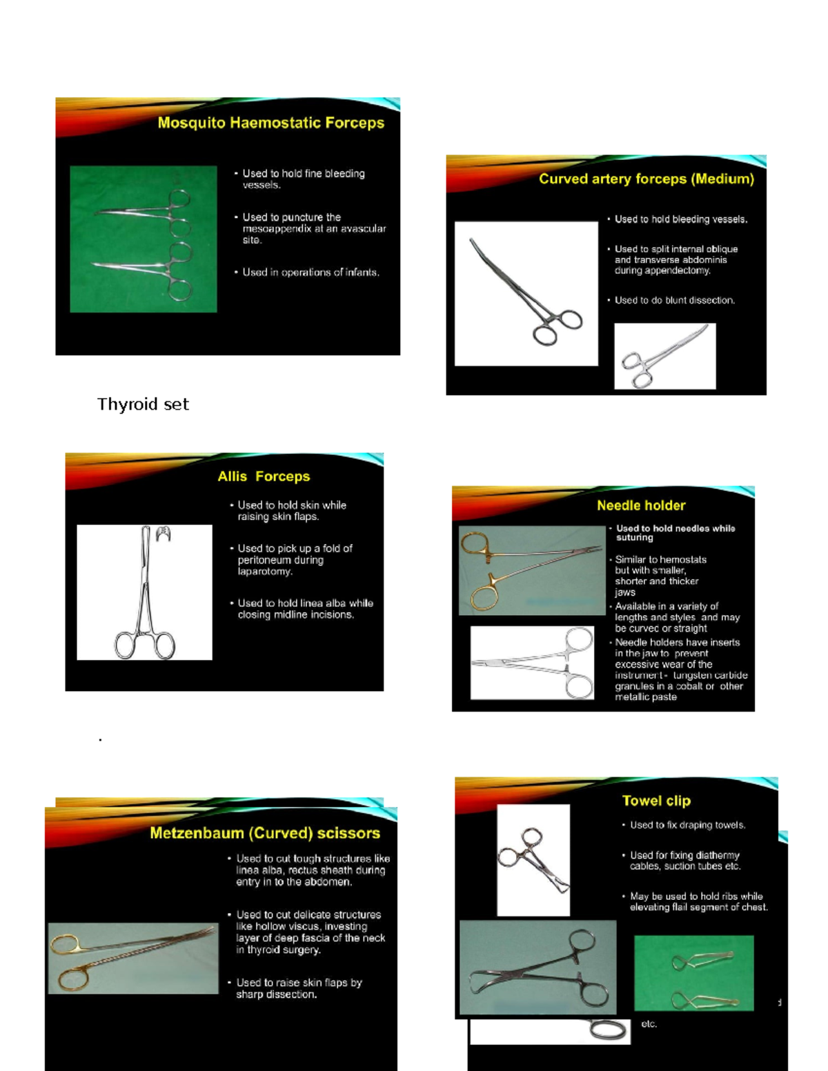 Thyroid-set - N/A - Mosquito Haemostatic Forceps Used to hold fine ...