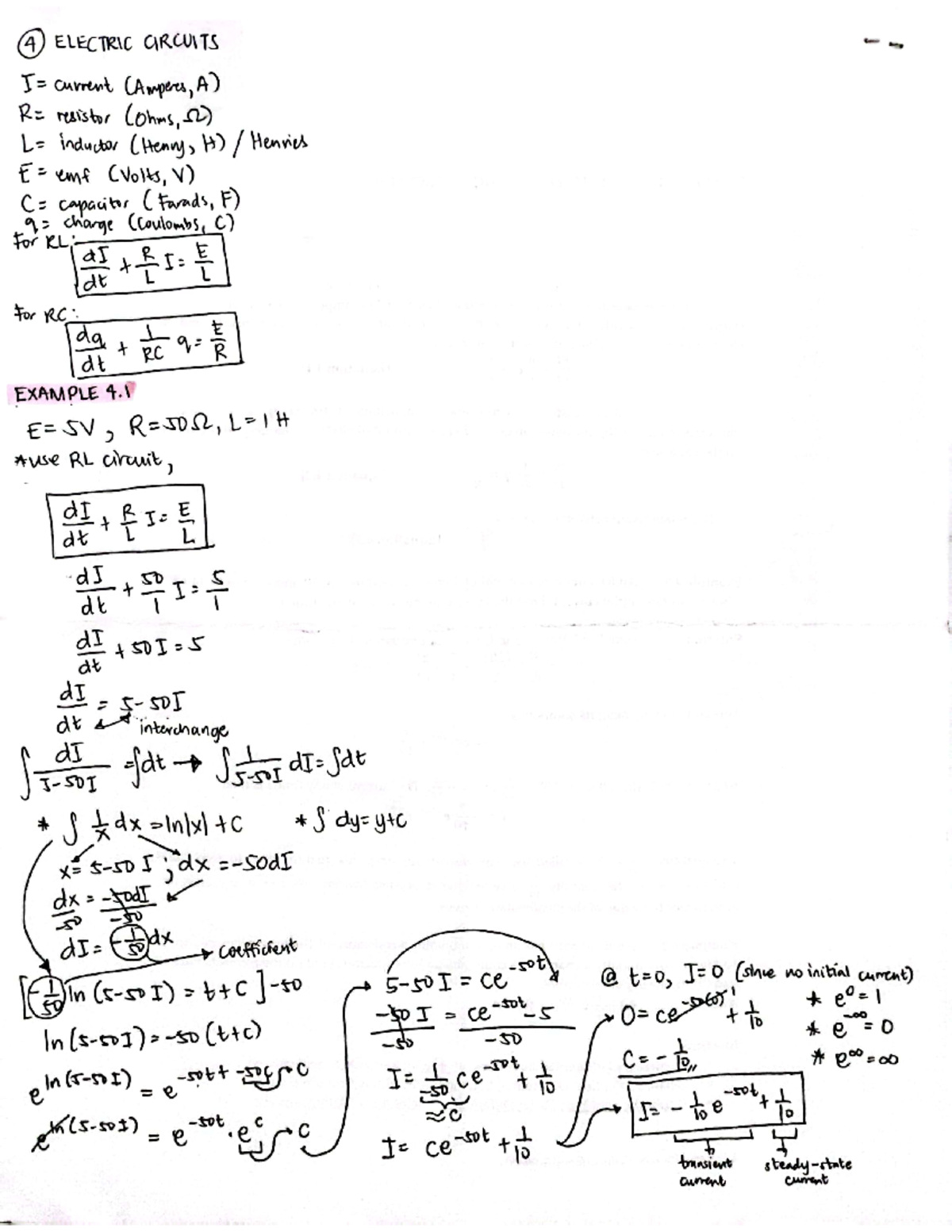Electrical Circuits Differential Equation Solution - 4 ELECTRIC ...