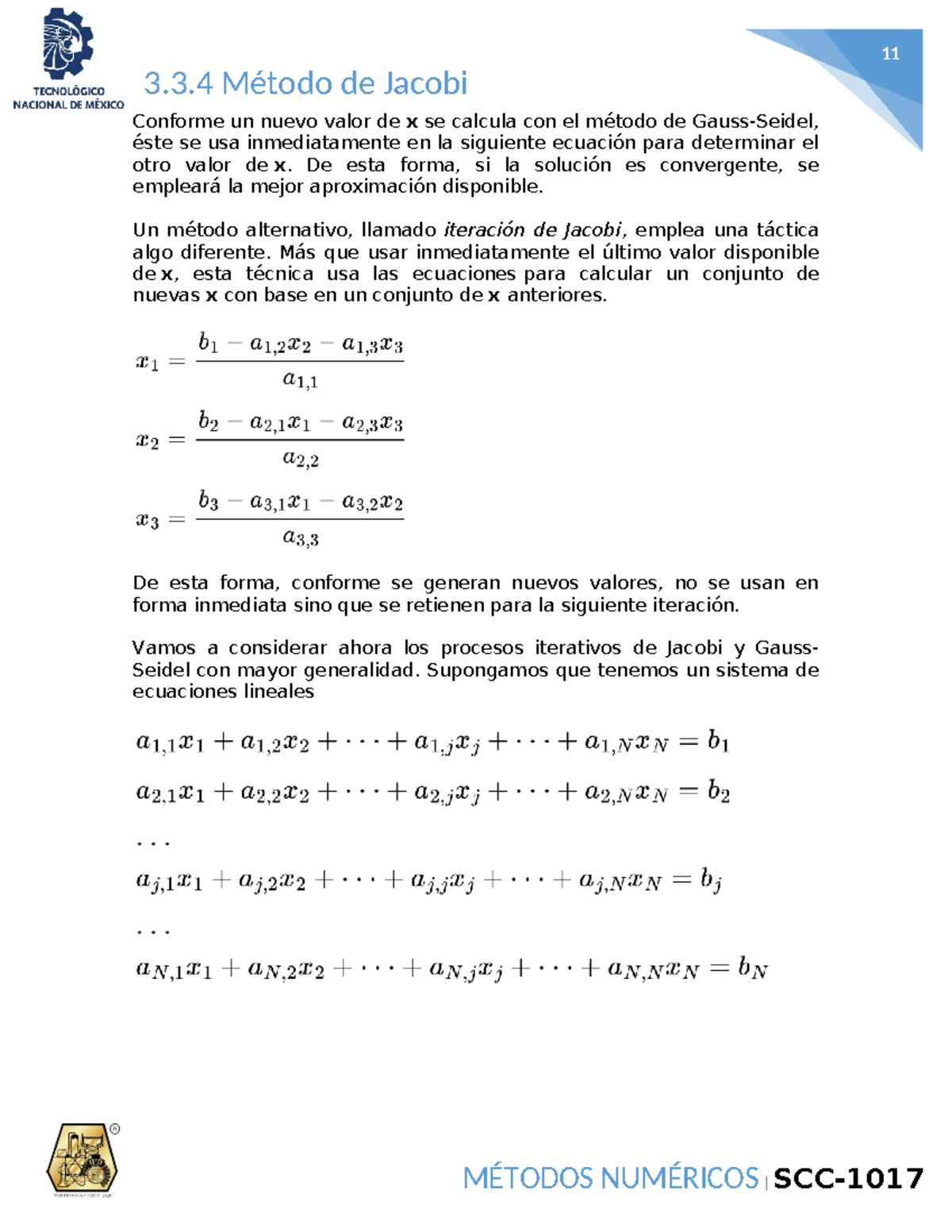 3.3.4 Método de Jacobi - 3.3 Método de Jacobi Conforme un nuevo valor ...