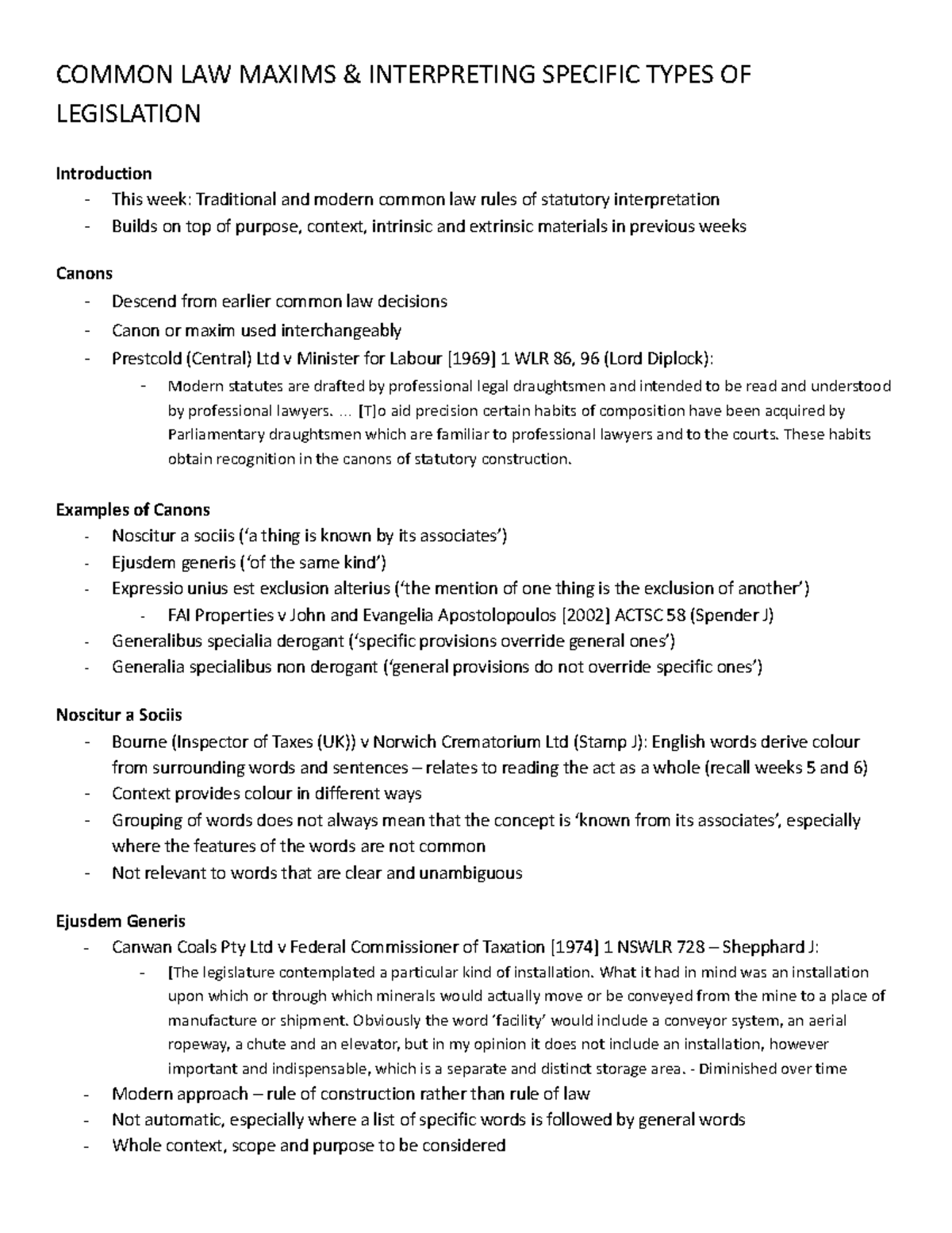 Interpreting THE LAW- WEEK 10 - COMMON LAW MAXIMS & INTERPRETING ...